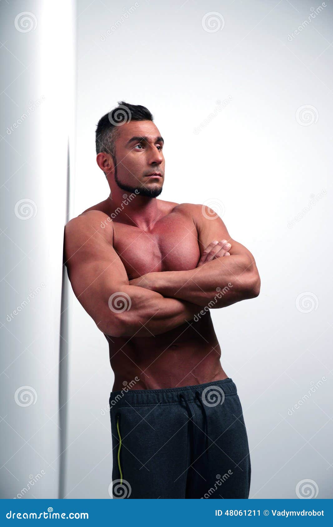 Muscular Man Leaning on the Wall Stock Image - Image of male ...