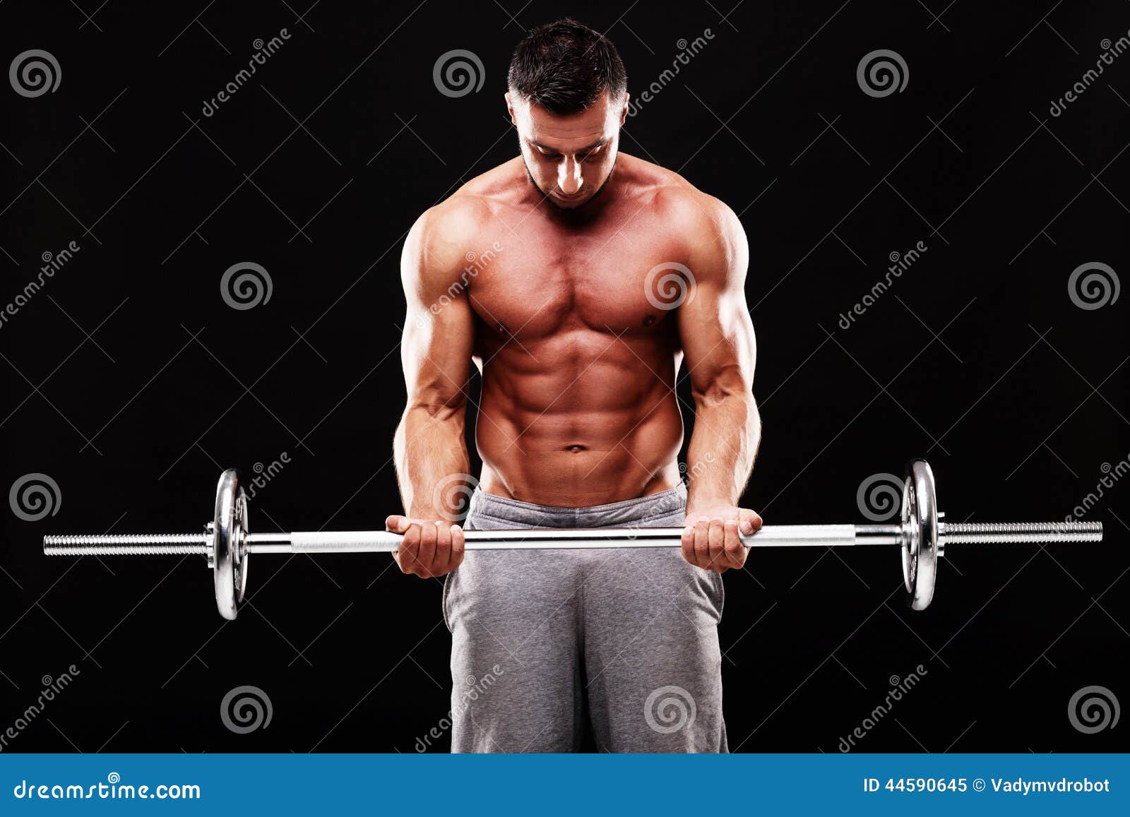 Muscular Man Lifting Barbell Stock Image - Image of healthy, fitness ...