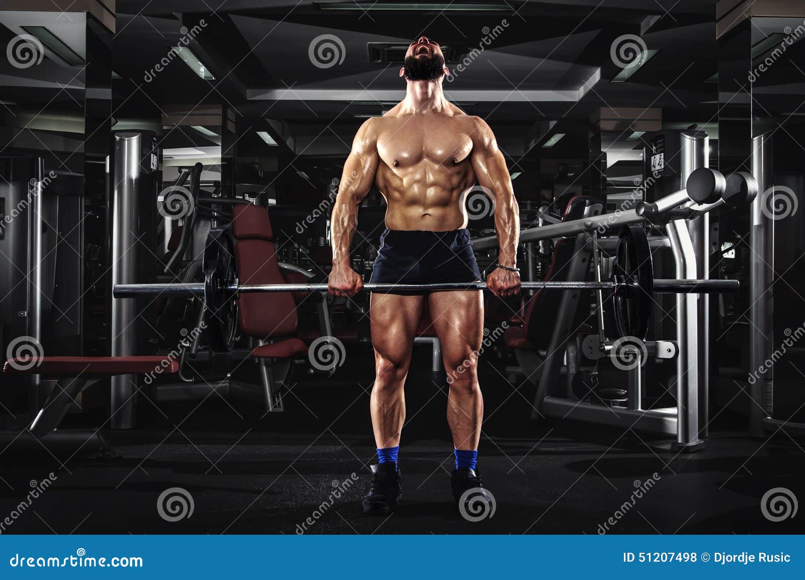 Muscular Man Lifting Barbells Stock Photo - Image of human, male: 51207498