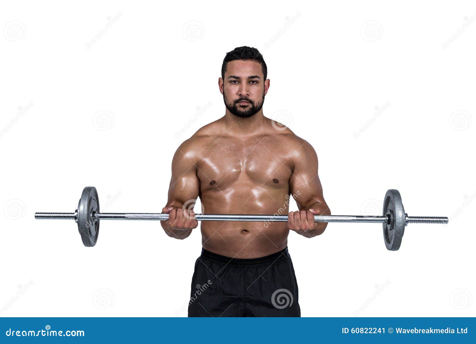Muscular Man Lifting Heavy Barbell Stock Image - Image of leisure, body ...