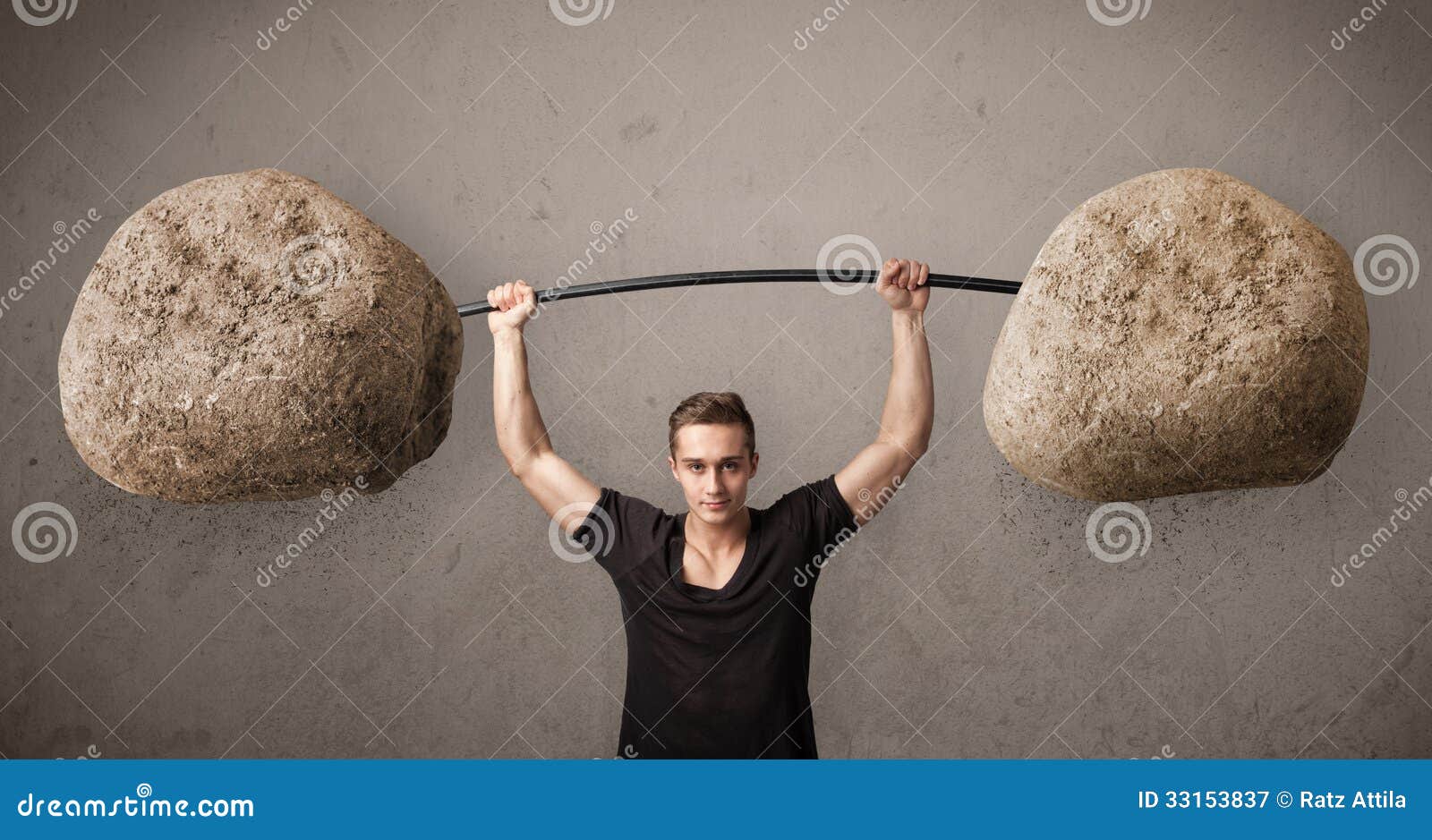 Muscular Man Lifting Large Rock Stone Weights Royalty-Free Stock Photo ...