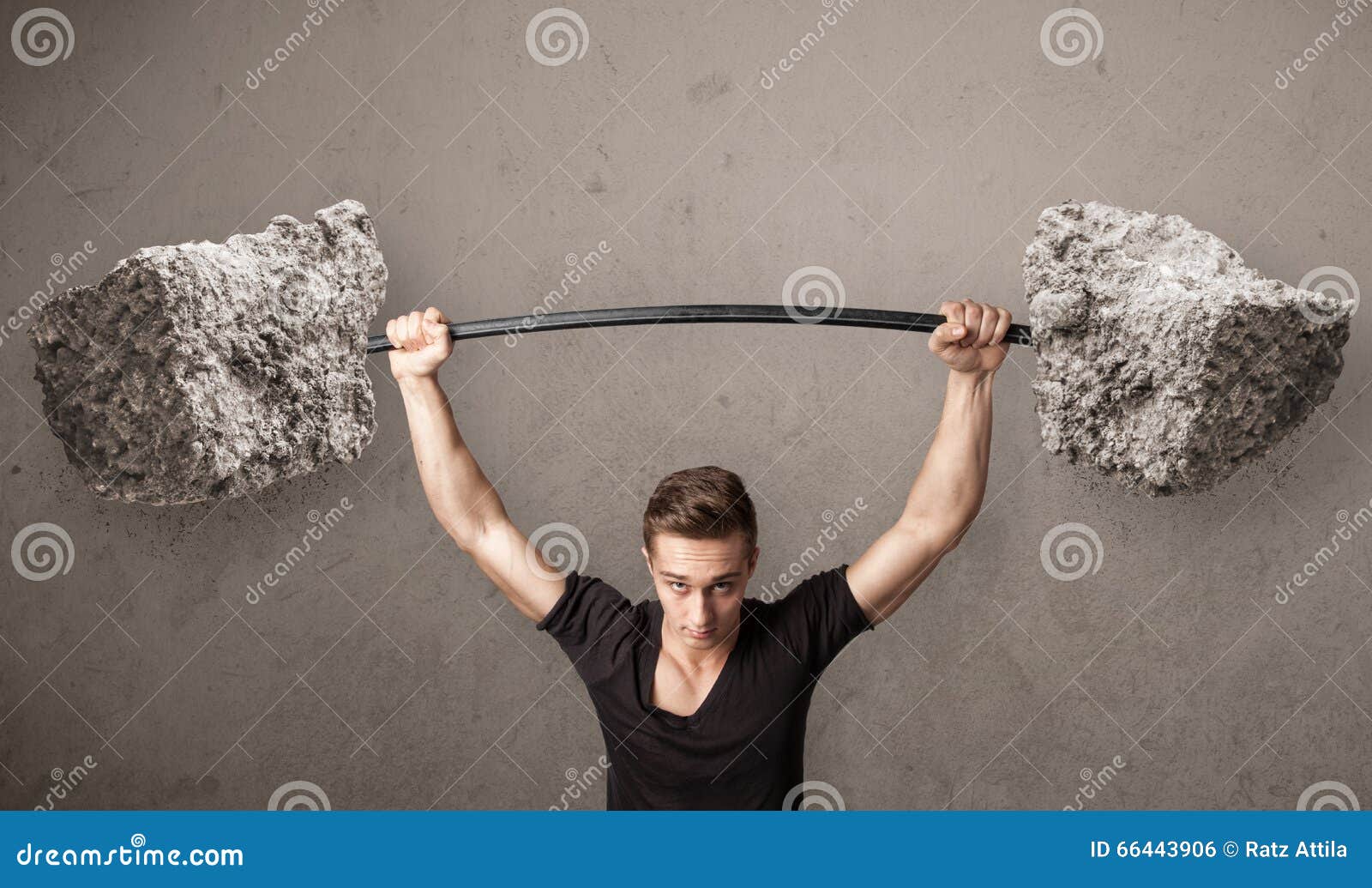 Muscular Man Lifting Large Rock Stone Weights Stock Photo - Image of ...