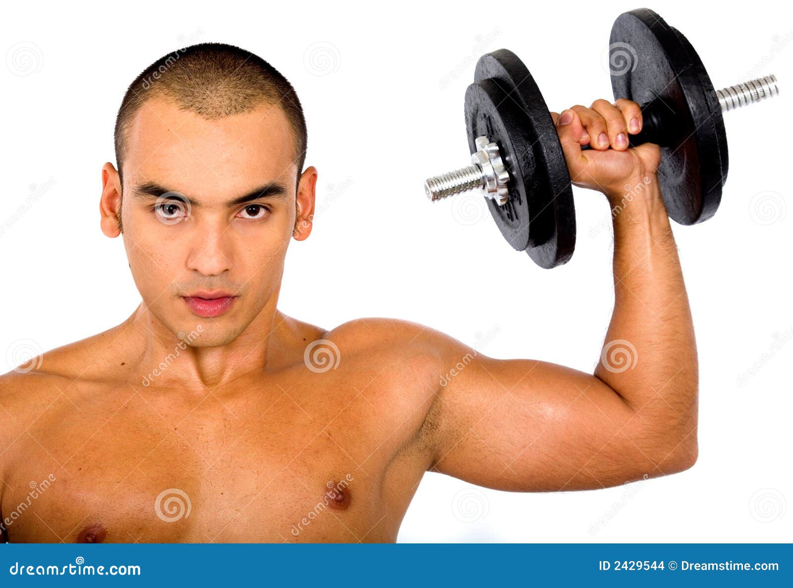 Muscular Man Lifting Weights Stock Photo - Image of lifting, dark: 2429544