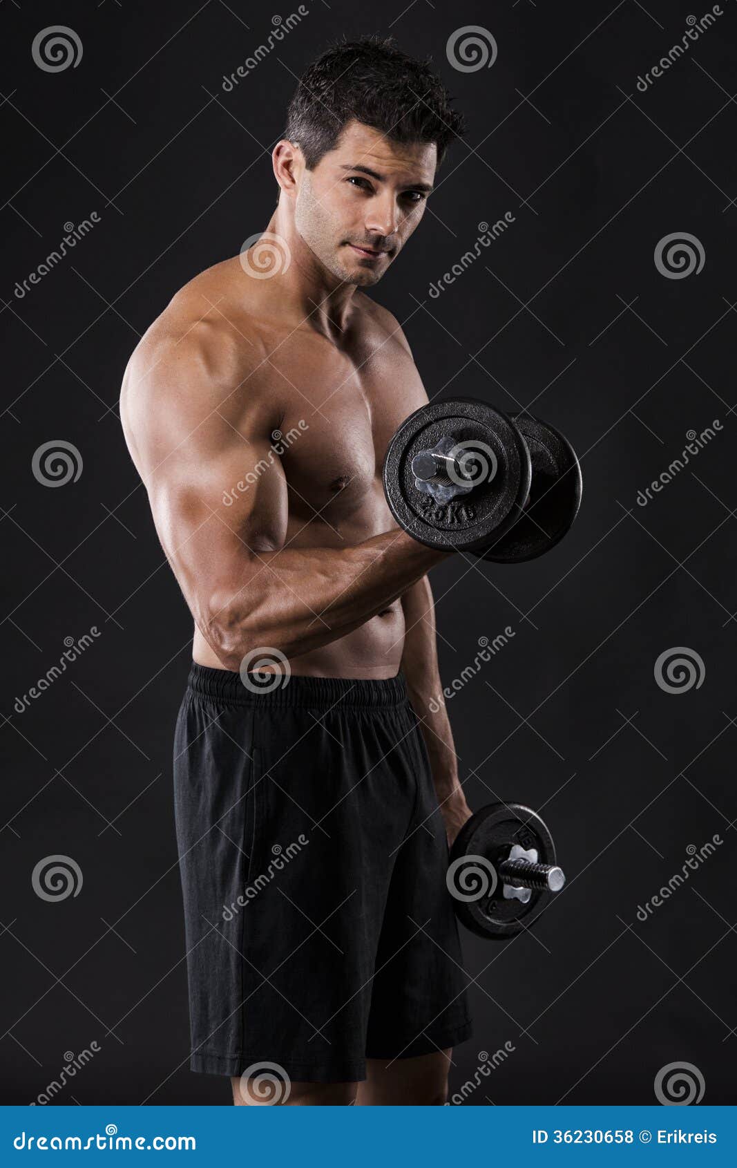 Muscular Man Lifting Weights Stock Photo - Image of people, handsome ...