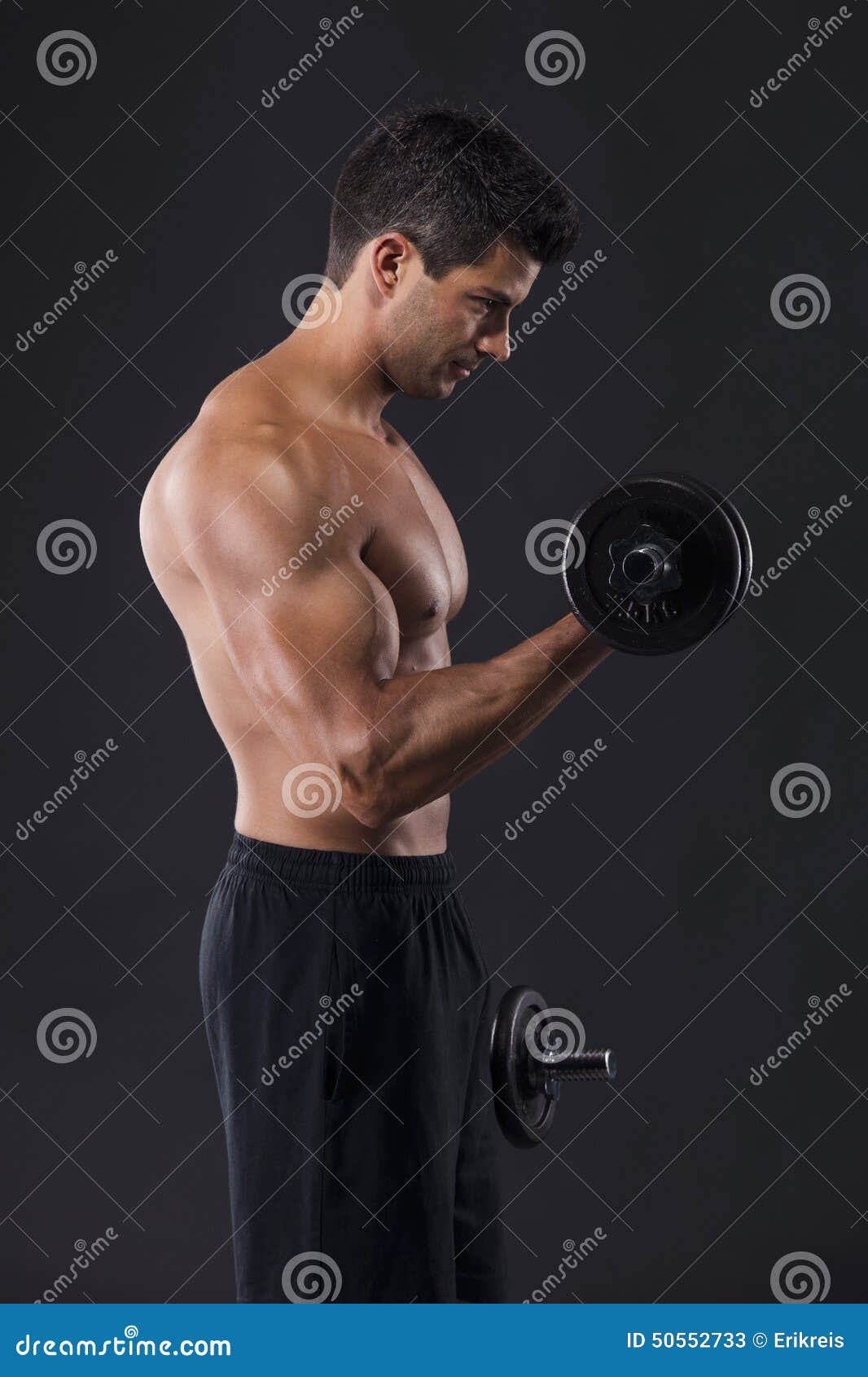Muscular Man Lifting Weights Stock Image - Image of athlete, biceps ...
