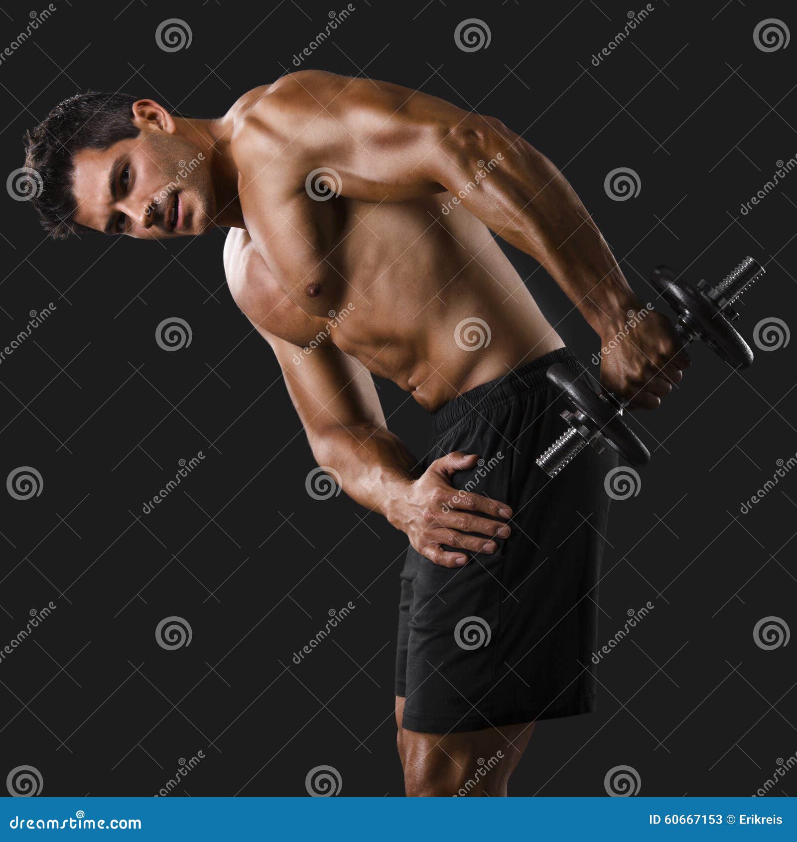 Muscular Man Lifting Weights Stock Image - Image of handsome ...
