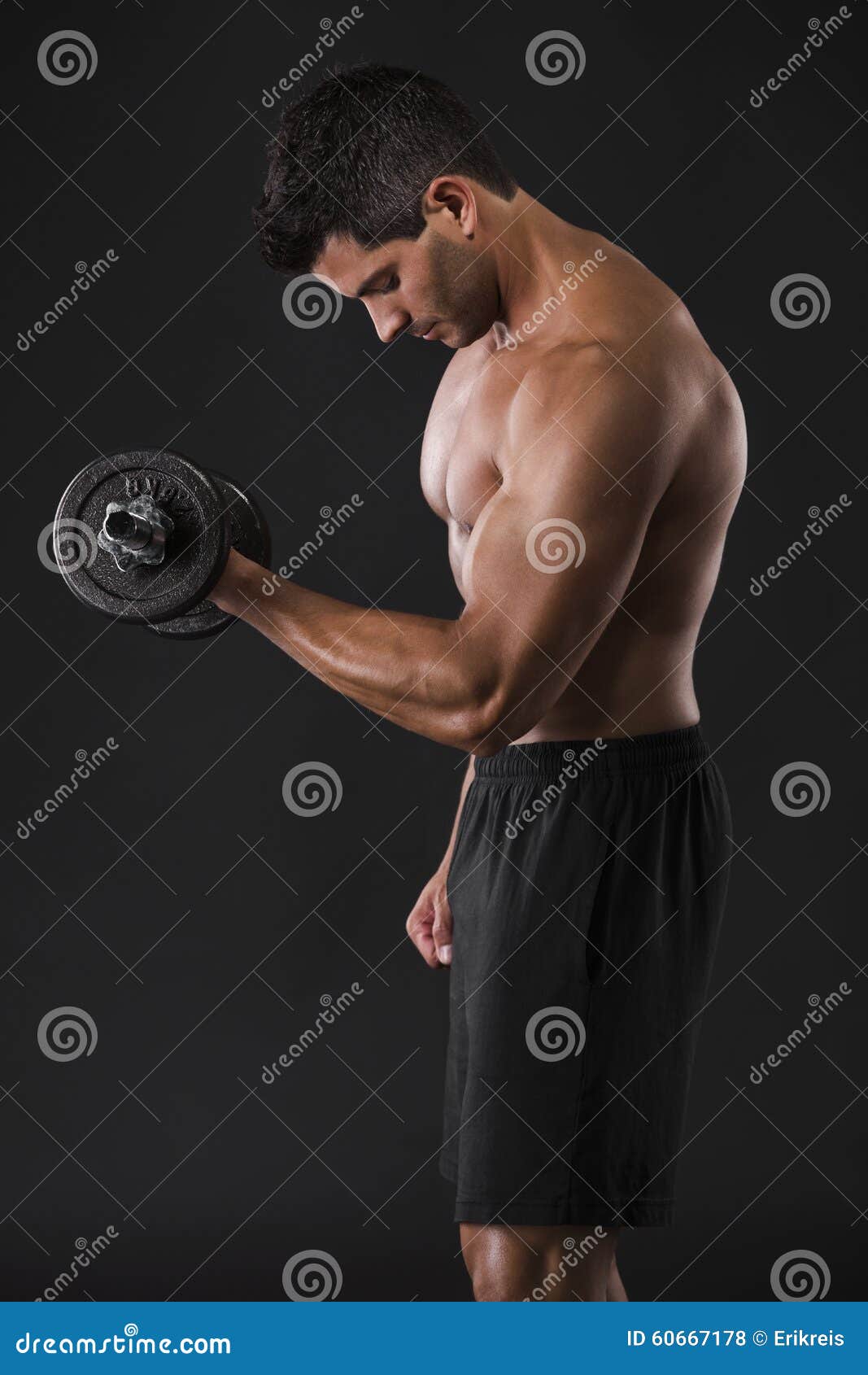 Muscular Man Lifting Weights Stock Photo - Image of active, black: 60667178