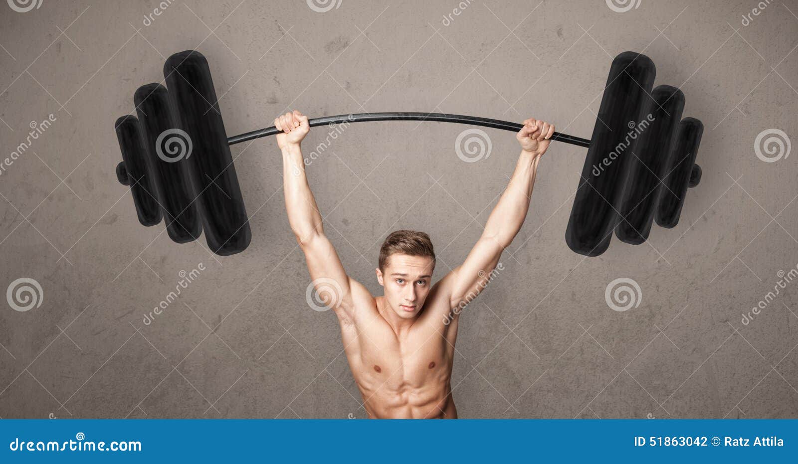 Muscular Man Lifting Weights Stock Photo - Image of masculine, dumbbell ...