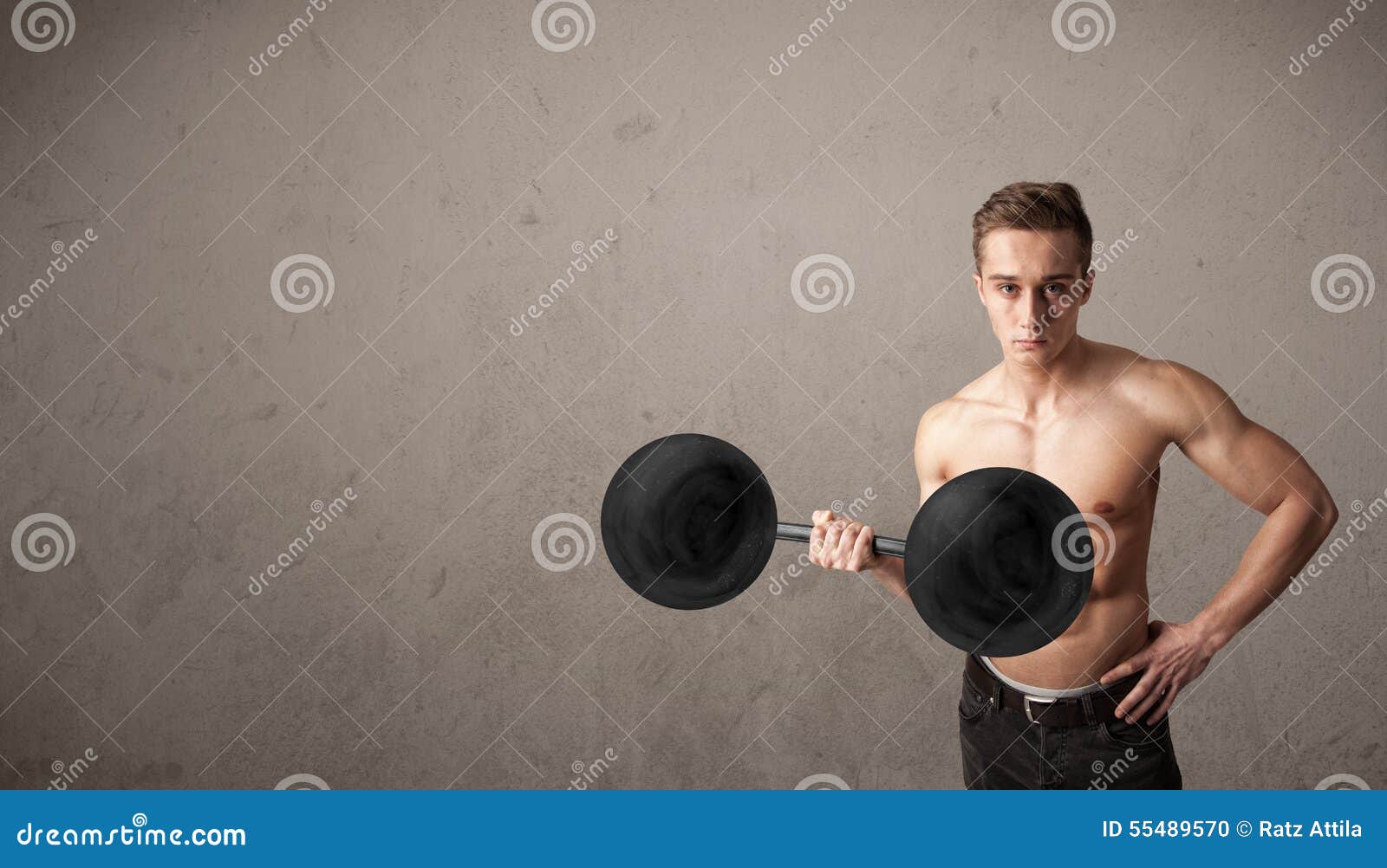 Muscular Man Lifting Weights Stock Photo - Image of handsome, strength ...