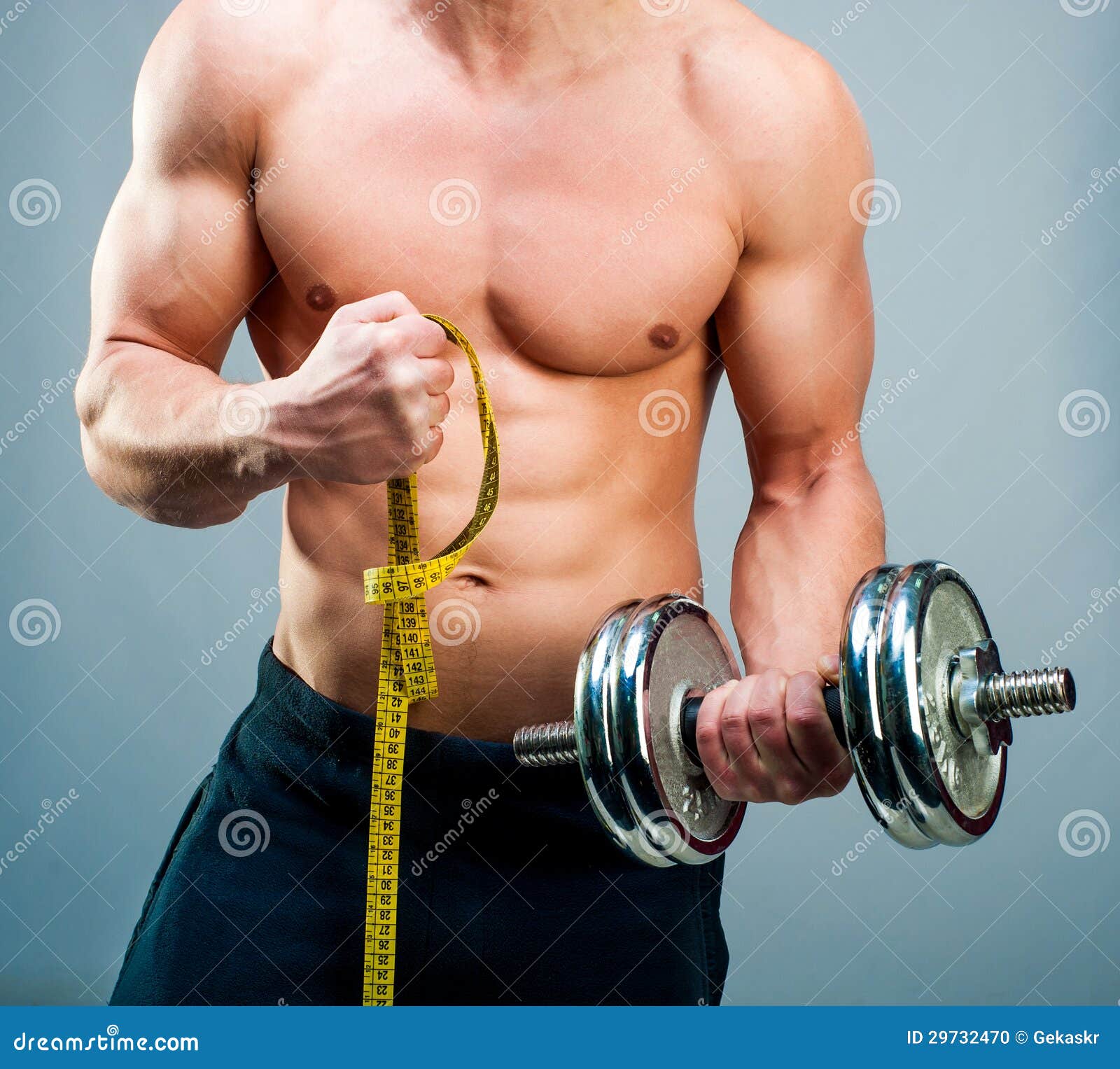 Man measuring bicepsc stock photo. Image of diet, body - 29732470