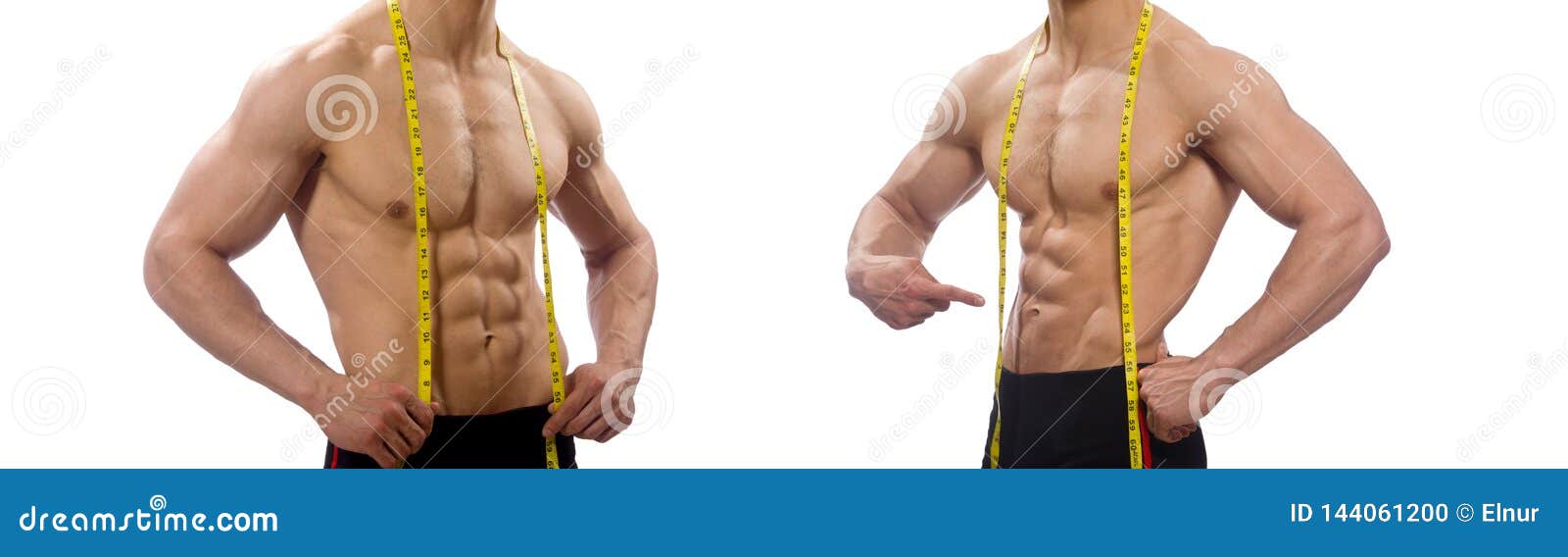 The Muscular Man Measuring His Muscles Stock Photo - Image of health ...