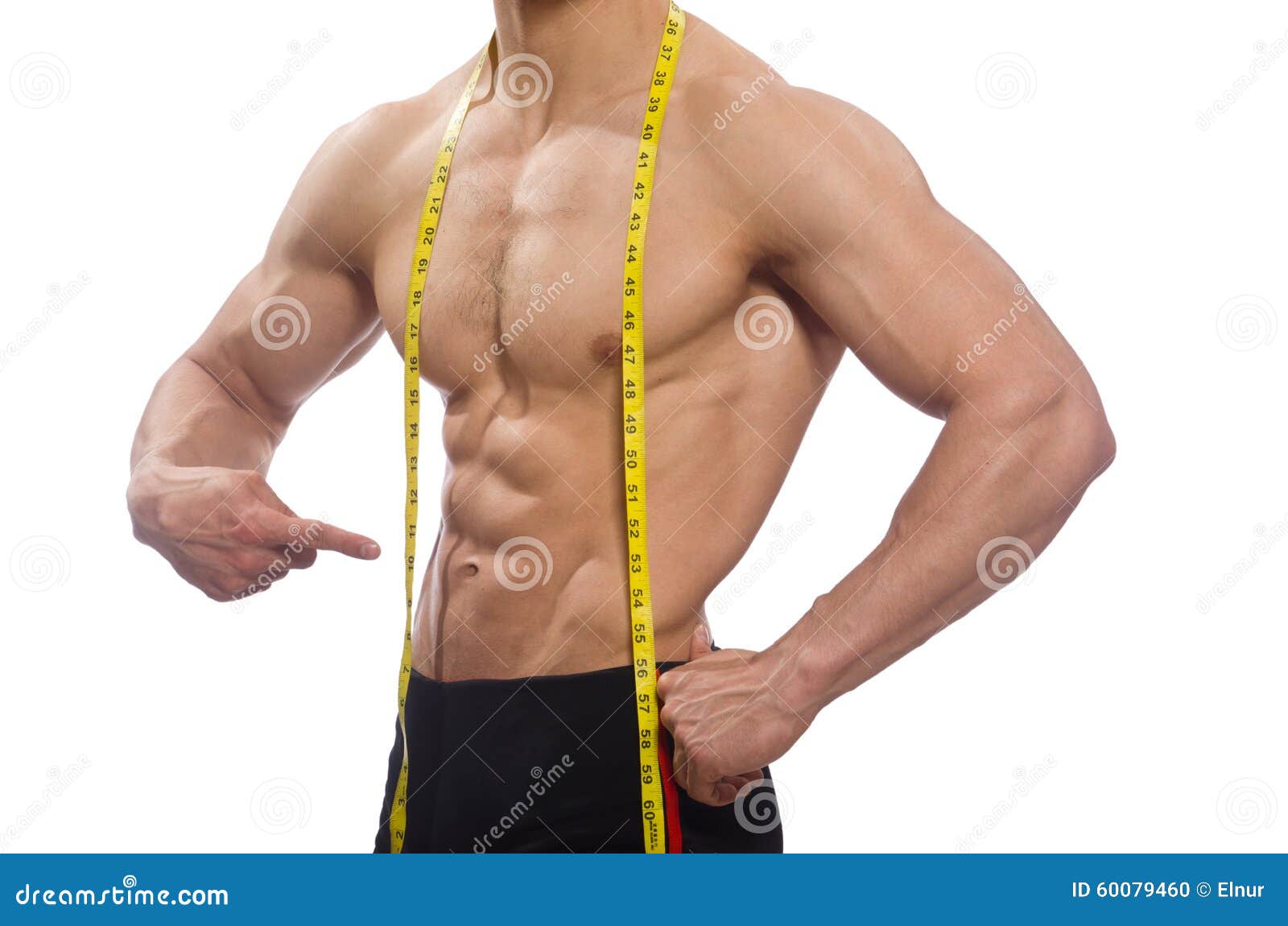 Muscular Man Measuring His Muscles Stock Photo - Image of healthy, slim ...