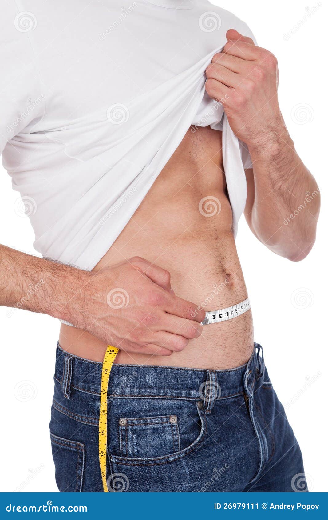 Muscular Man Measuring Waist Stock Image - Image of nutrition, slim ...