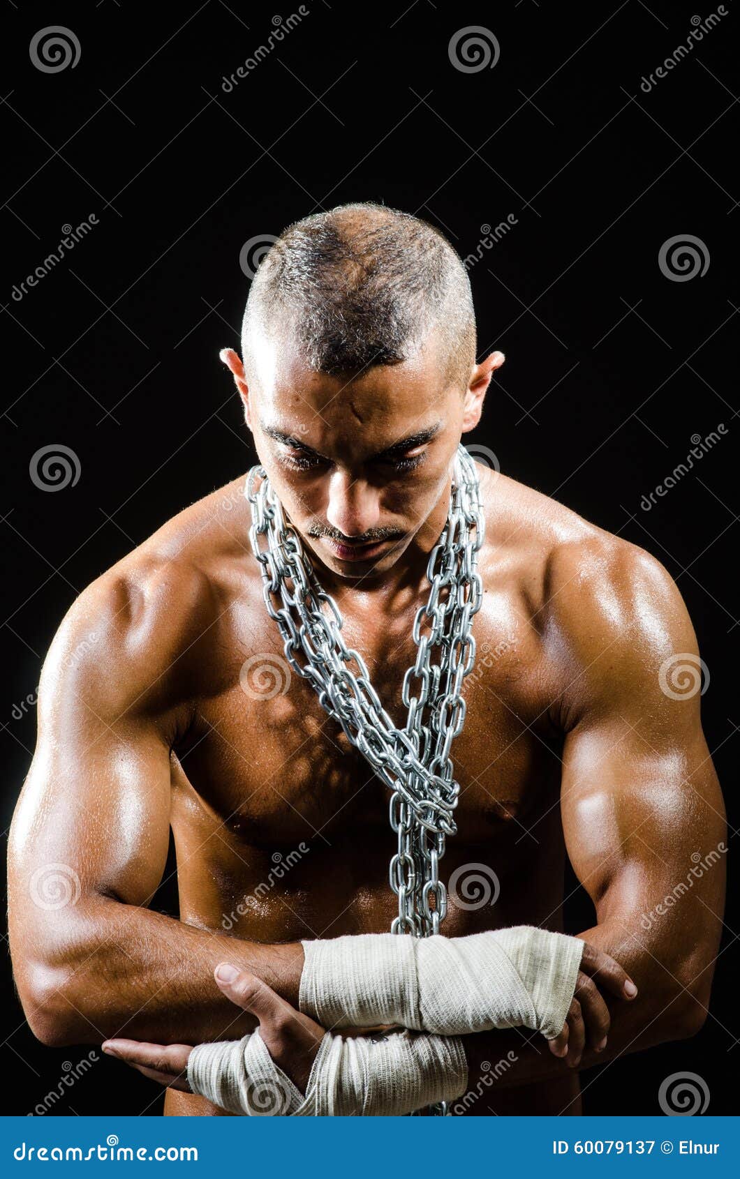 Muscular Man with Metal Chain Stock Image - Image of bound, body: 60079137