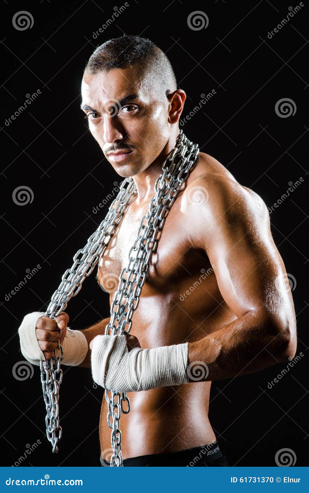 The Muscular Man with Metal Chain Stock Photo - Image of prisoner ...