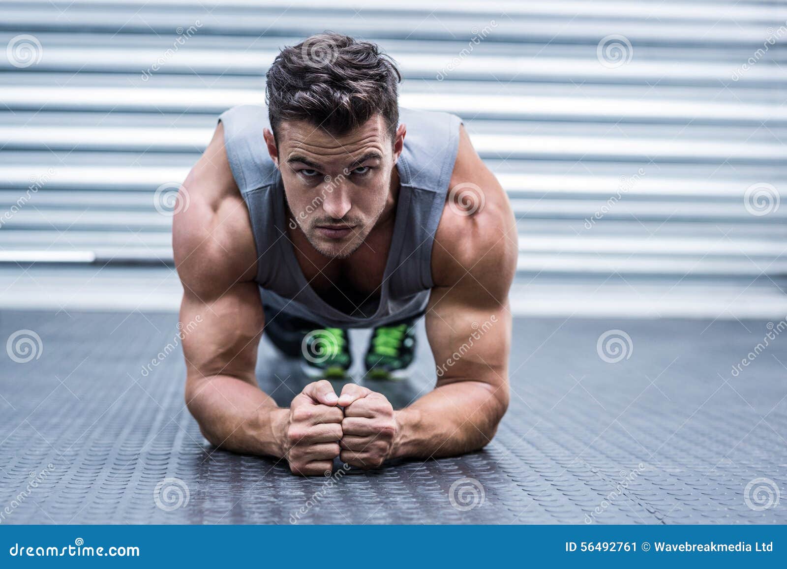 A Muscular Man on Plank Position Stock Image - Image of care ...