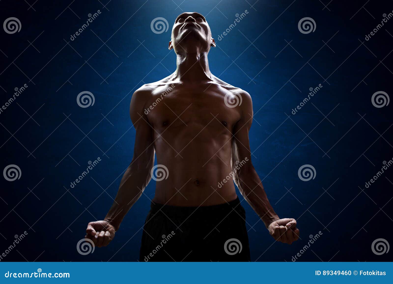 Muscular man pose stock photo. Image of sporty, body - 89349460