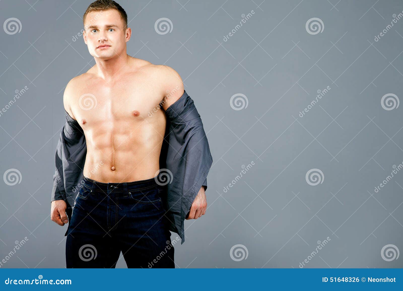 Muscular man posing. stock photo. Image of strength, stripteaser - 51648326