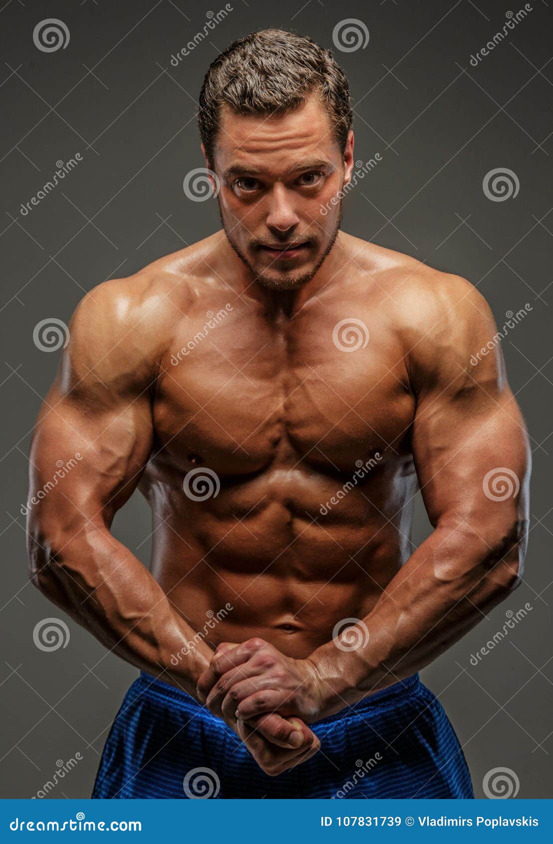 Muscular Man Posing in Studio Stock Image - Image of perfection ...
