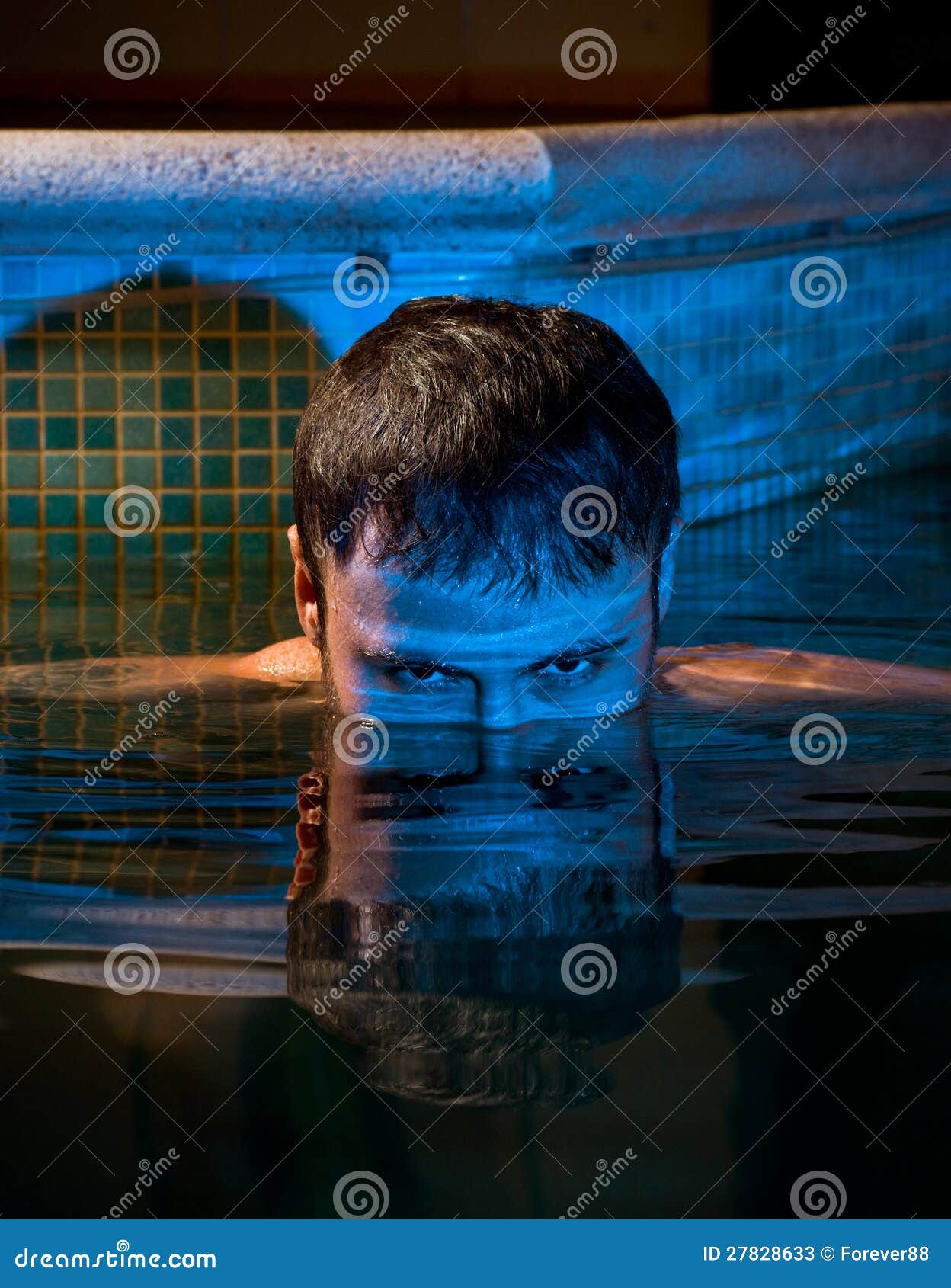Muscular Man Posing In The Swimming Pool Stock Image Image Of