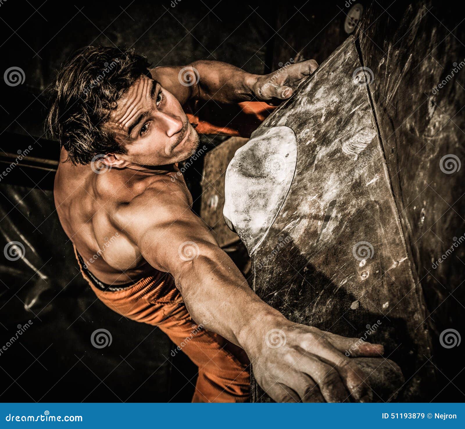 Muscular Man Practicing Rock-climbing Stock Image - Image of hand, crag ...