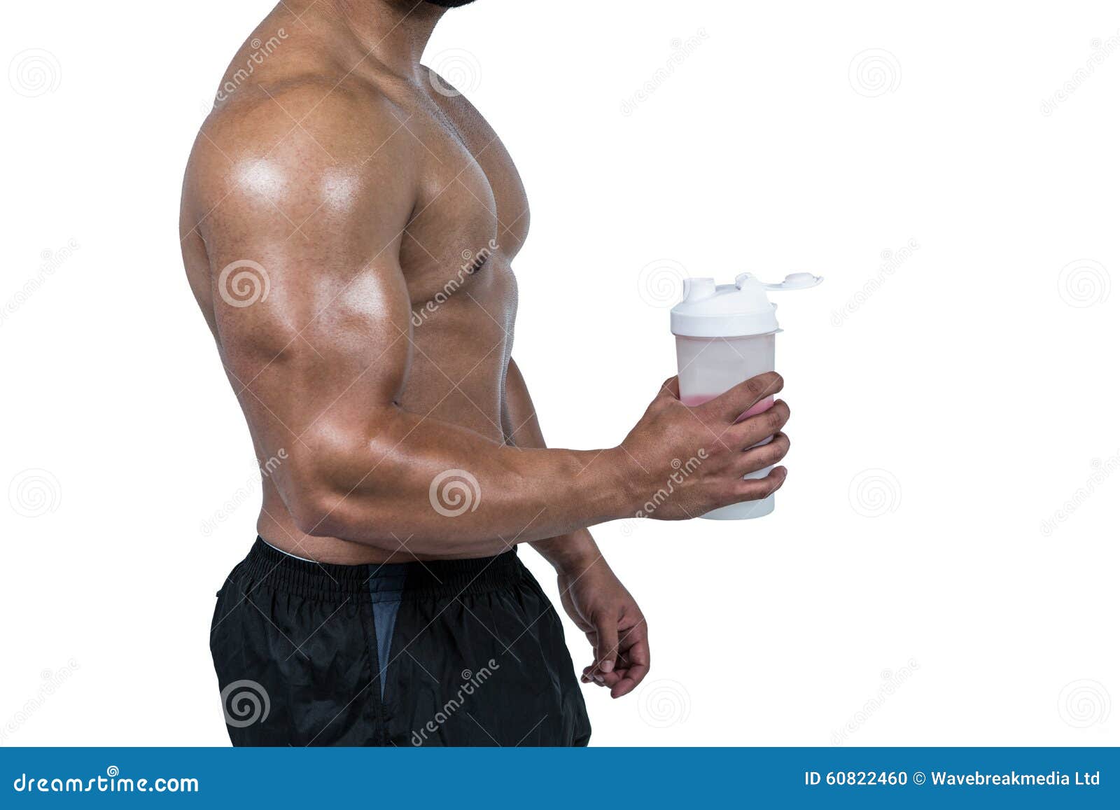 Muscular Man with Protein Powder Stock Photo - Image of athletic ...