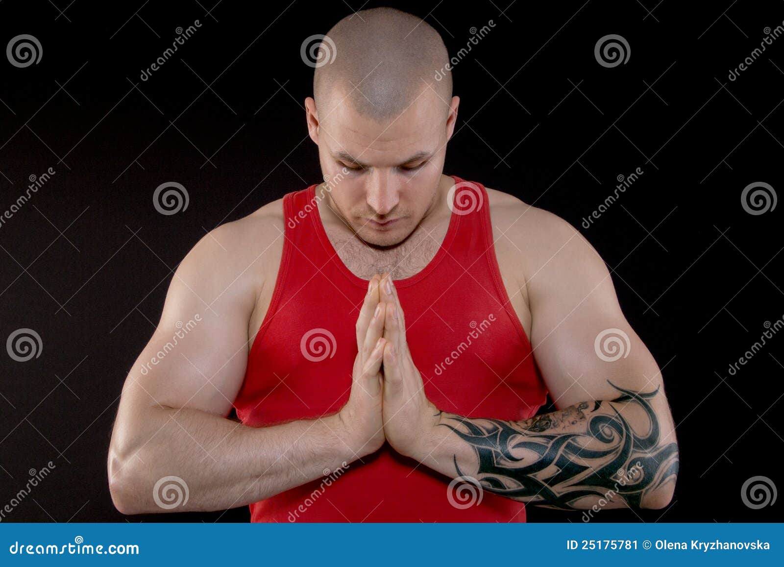Muscular Man in a Red T-shirt Stock Image - Image of build, sportsman ...