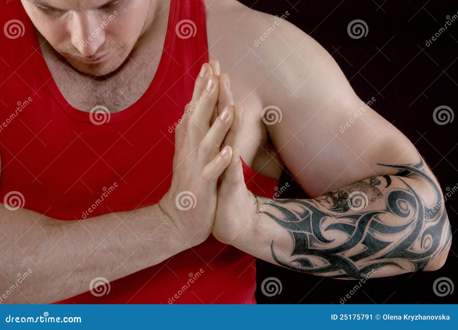 Muscular Man in a Red T-shirt Stock Image - Image of human, muscles ...