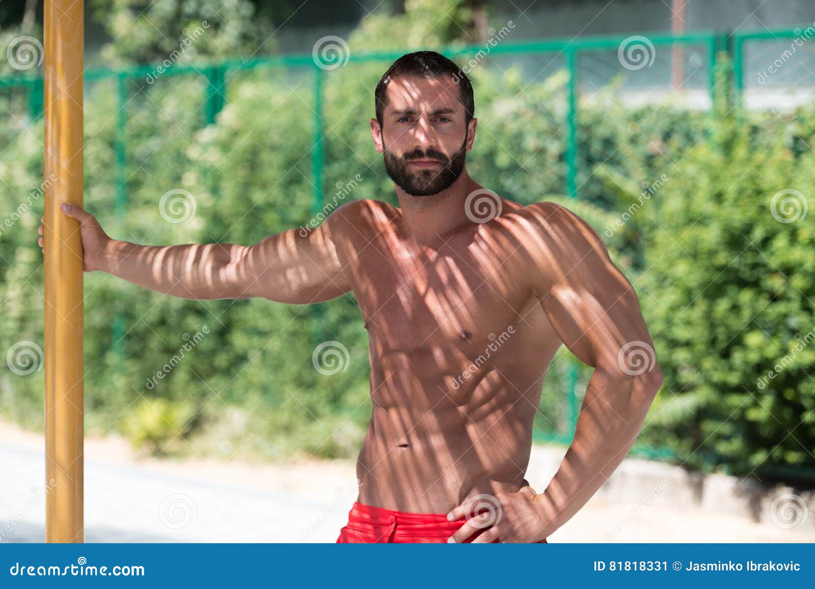 Muscular Man Resting Outdoors Stock Image - Image of healthy, build ...