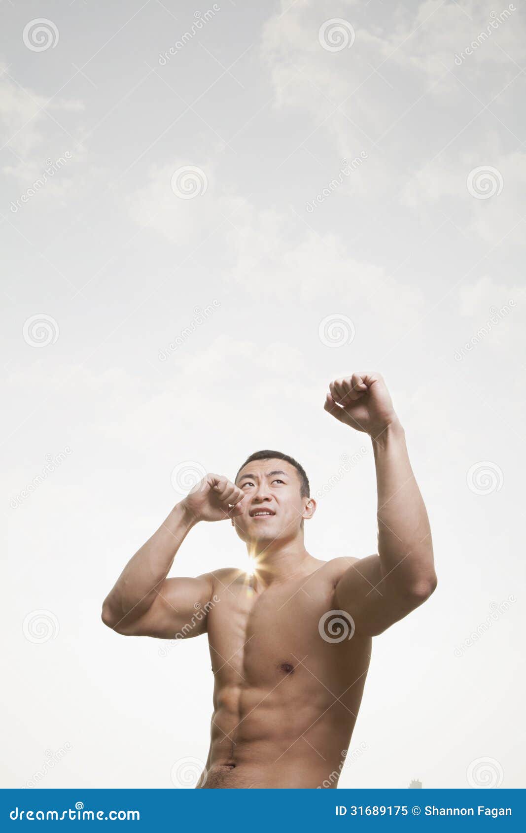 Muscular Man Shadow Boxing stock image. Image of healthy - 31689175