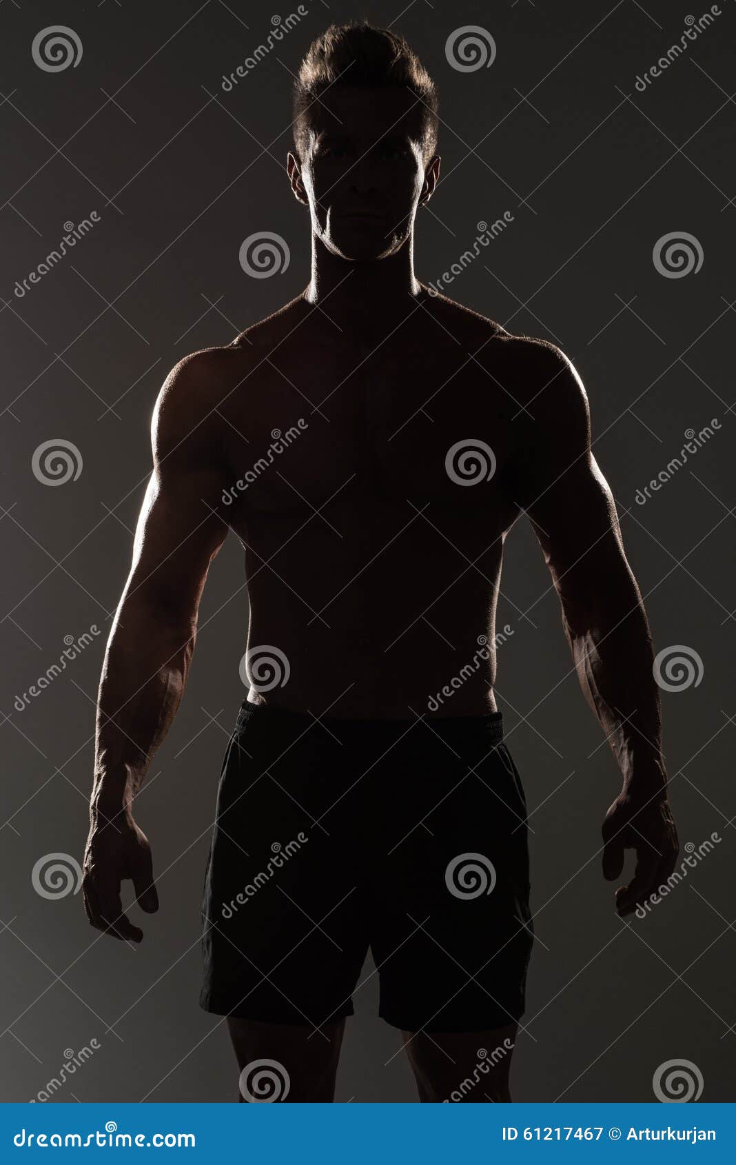 Muscular man in shadow stock image. Image of healthy - 61217467