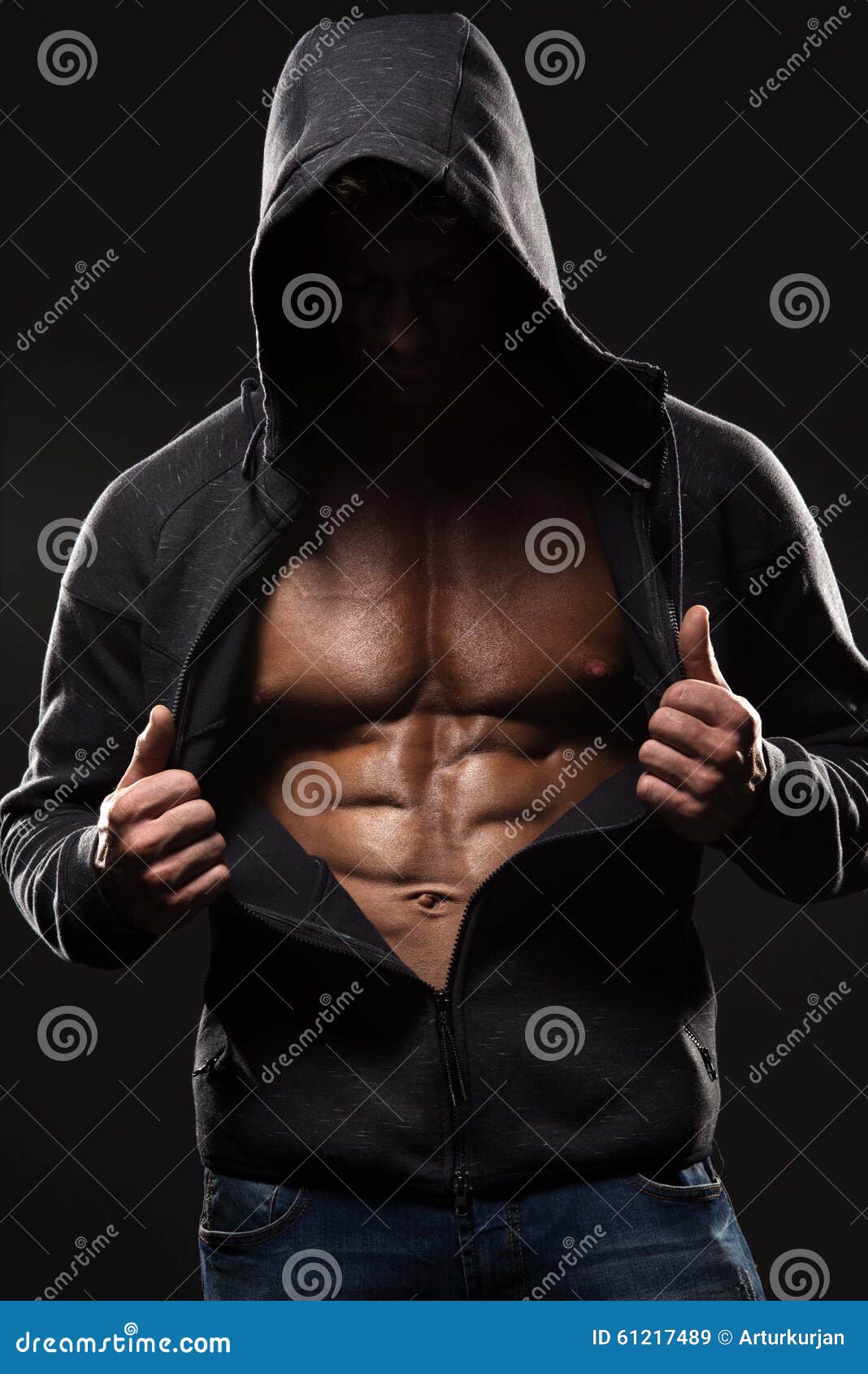 Muscular man in shadow stock image. Image of male, headless - 61217489