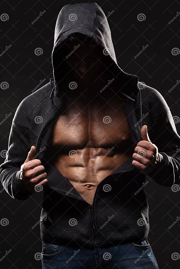 Muscular man in shadow stock image. Image of male, headless - 61217489