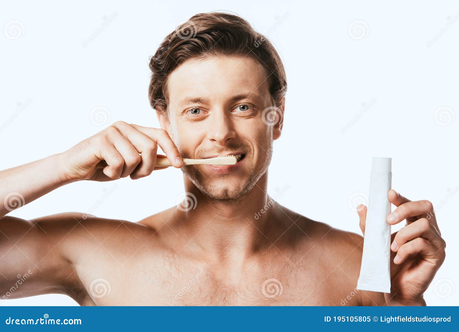 Man Showing Toothpaste while Brushing Teeth Stock Image - Image of ...