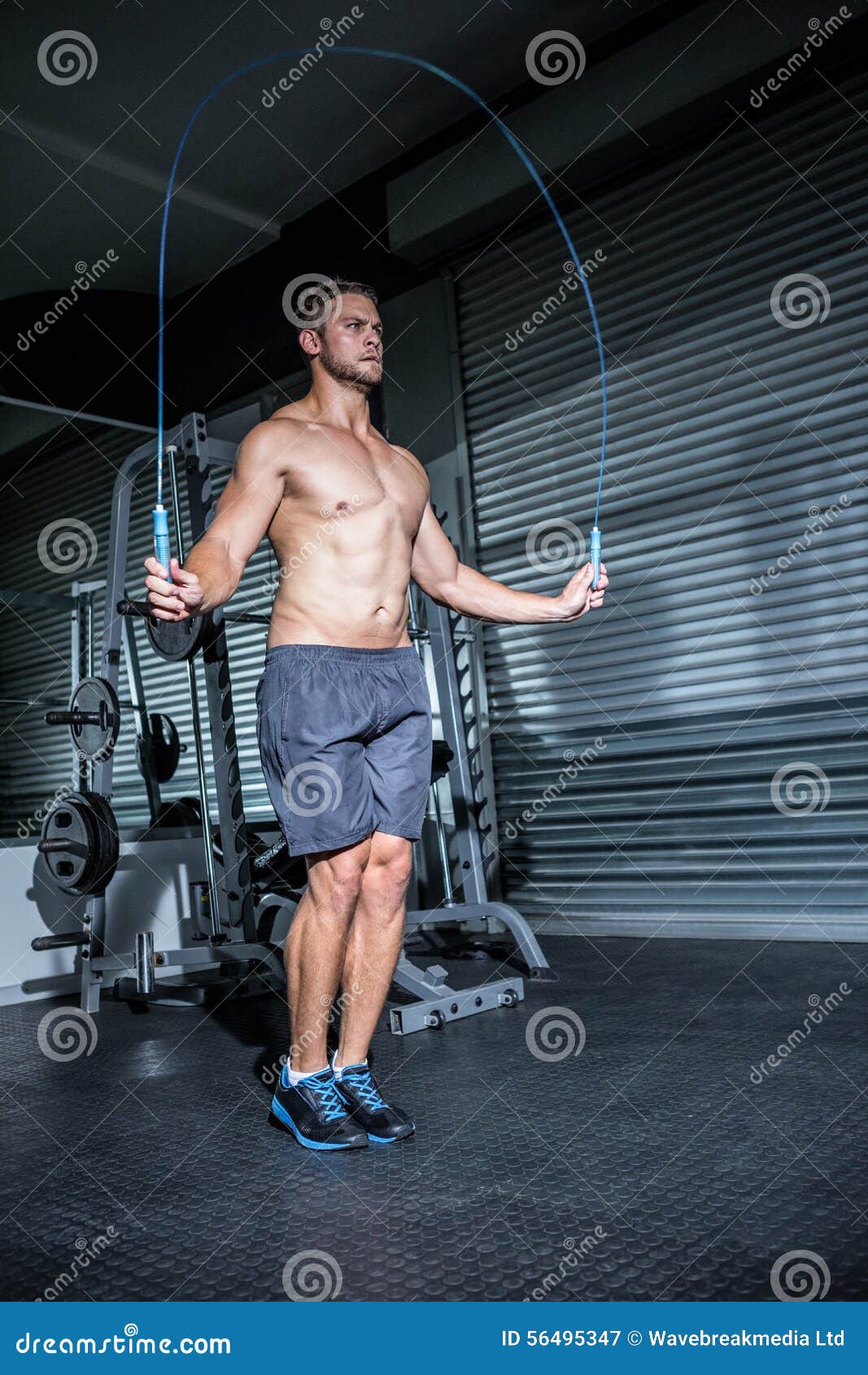 Muscular man skipping stock image. Image of dedication - 56495347