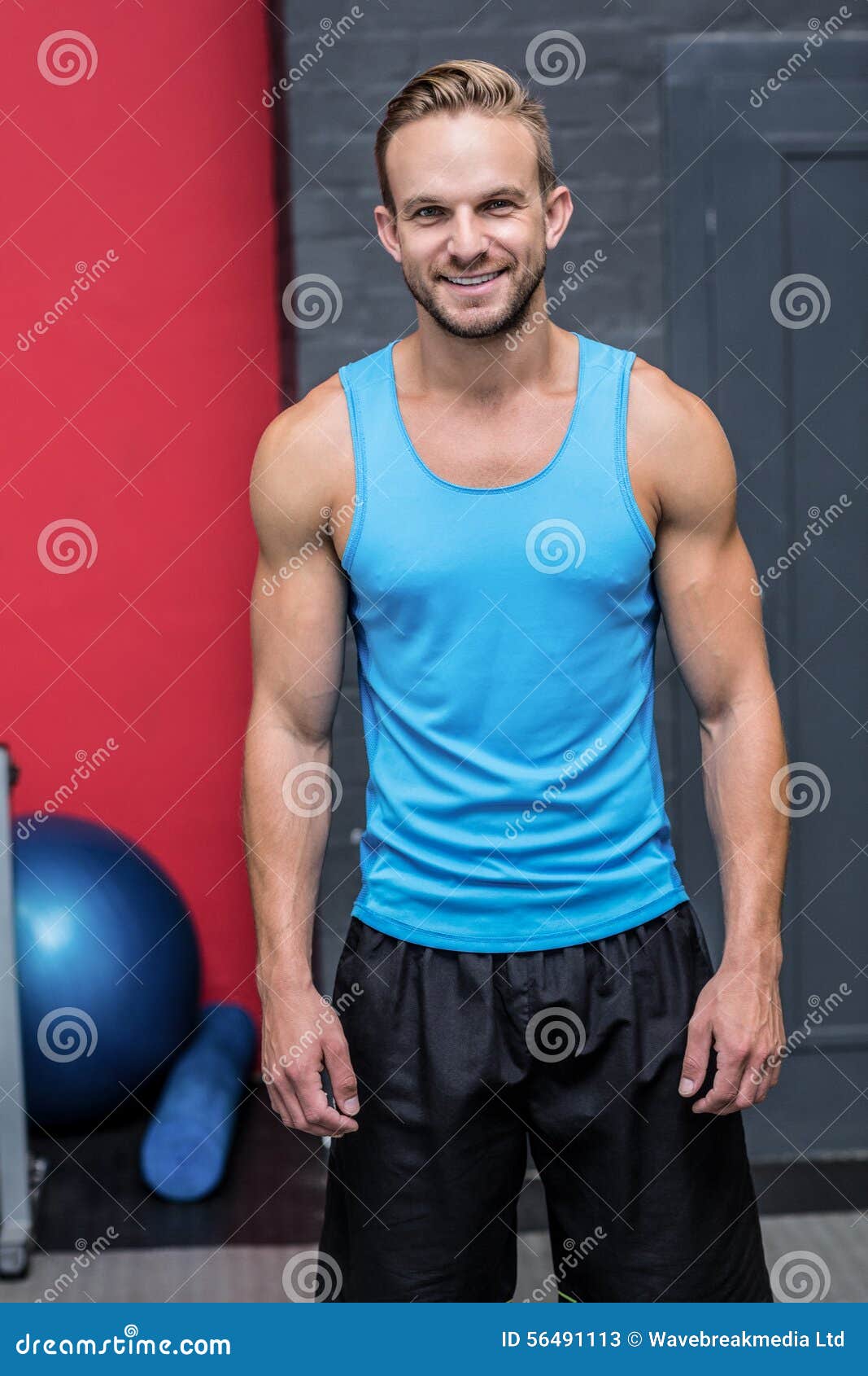 Muscular Man Smiling at Camera Stock Image - Image of body, focused ...