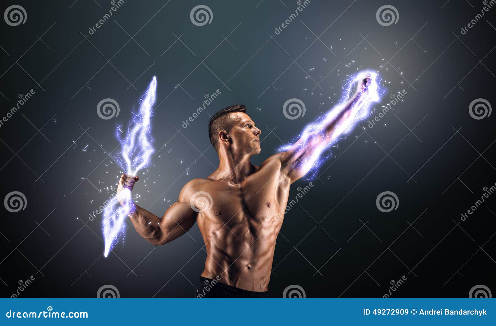 Muscular Man in Studio on Dark Background Stock Image - Image of adult ...