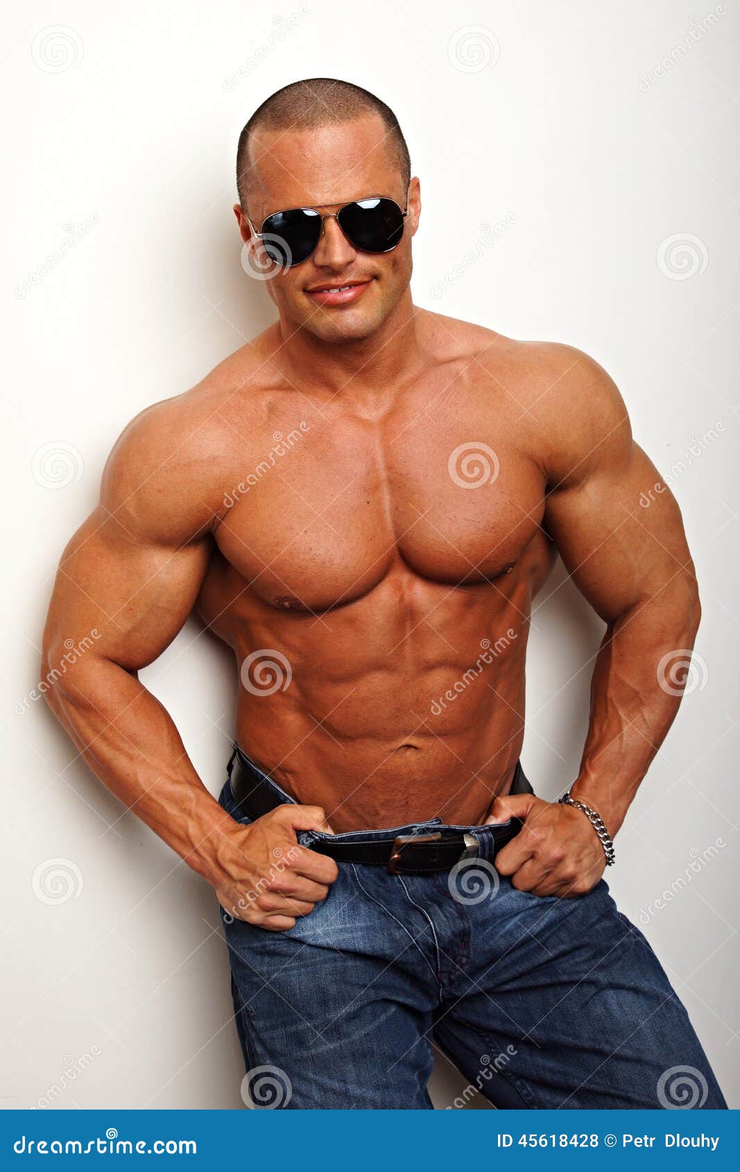 Muscular Man with Sunglasses Stock Photo - Image of front, body: 45618428