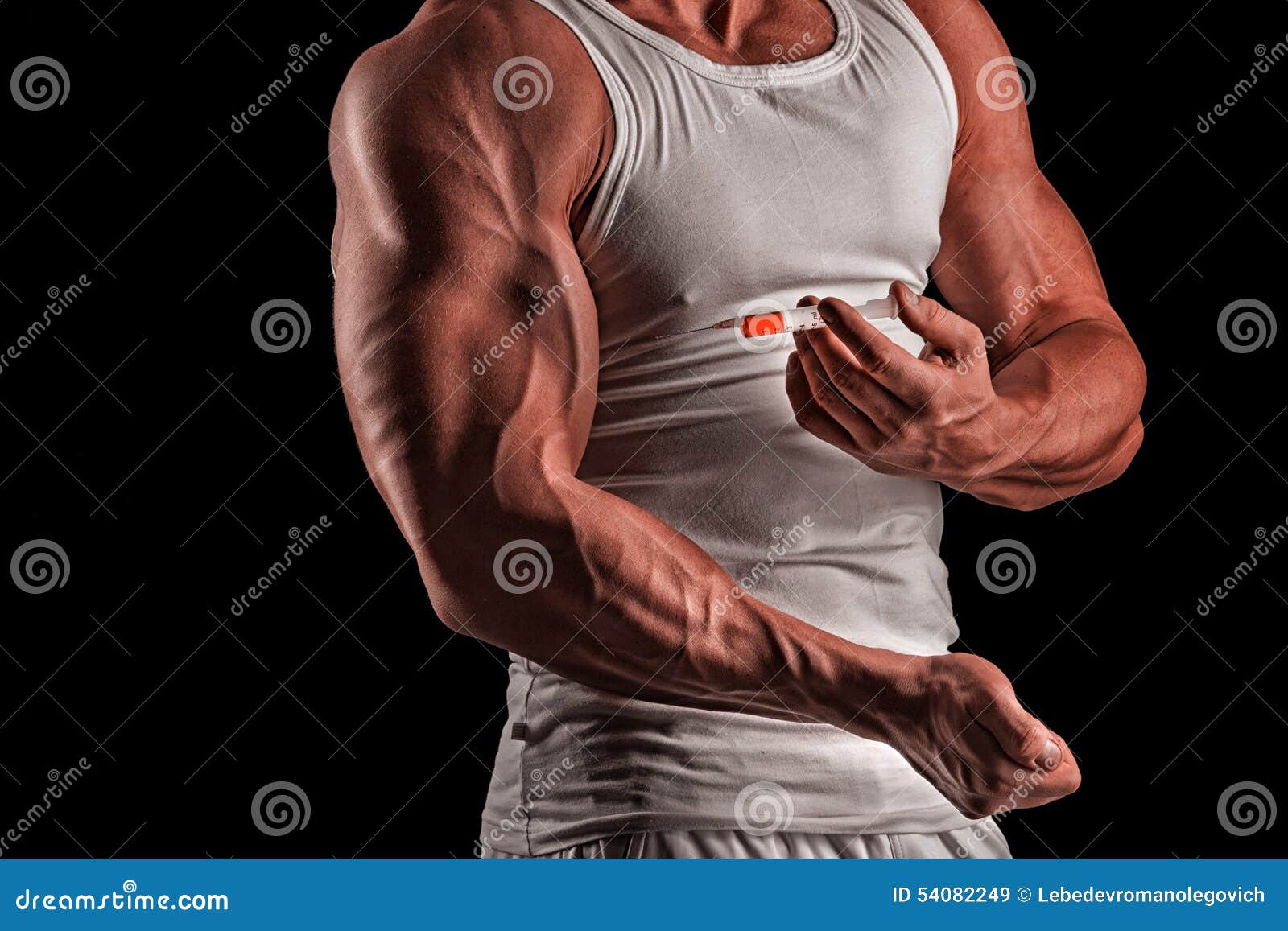 A Muscular Man with a Syringe Stock Image - Image of medicine, care ...