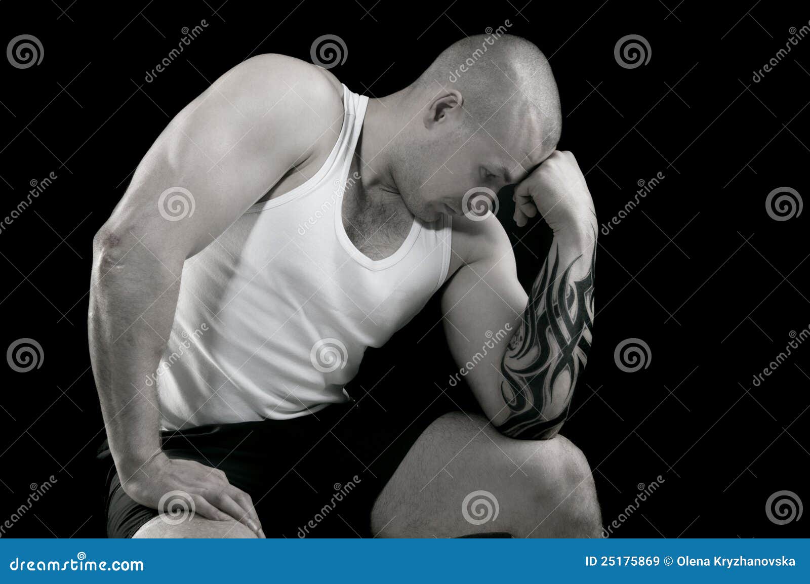 Muscular man with tattoo stock image. Image of fitness - 25175869