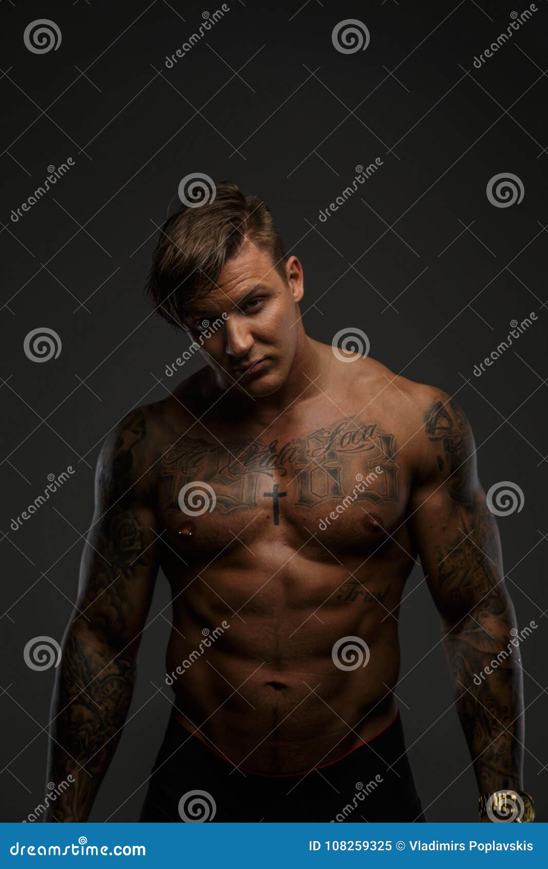 Muscular Guy in Deep Shadows Stock Image - Image of people, expression ...