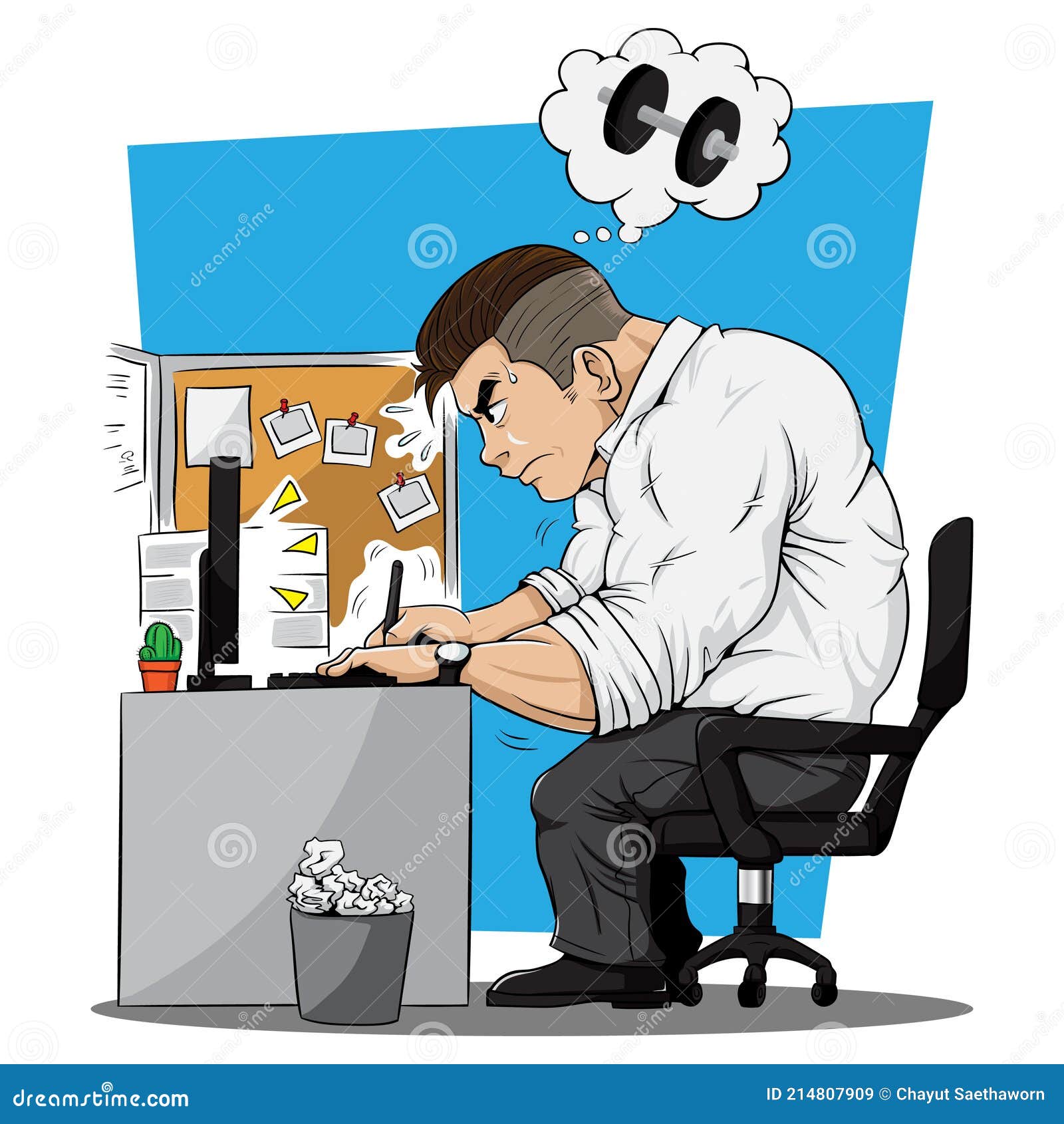 Thinking Man At Work. Hard Work With Brainstorming. Looking For ...