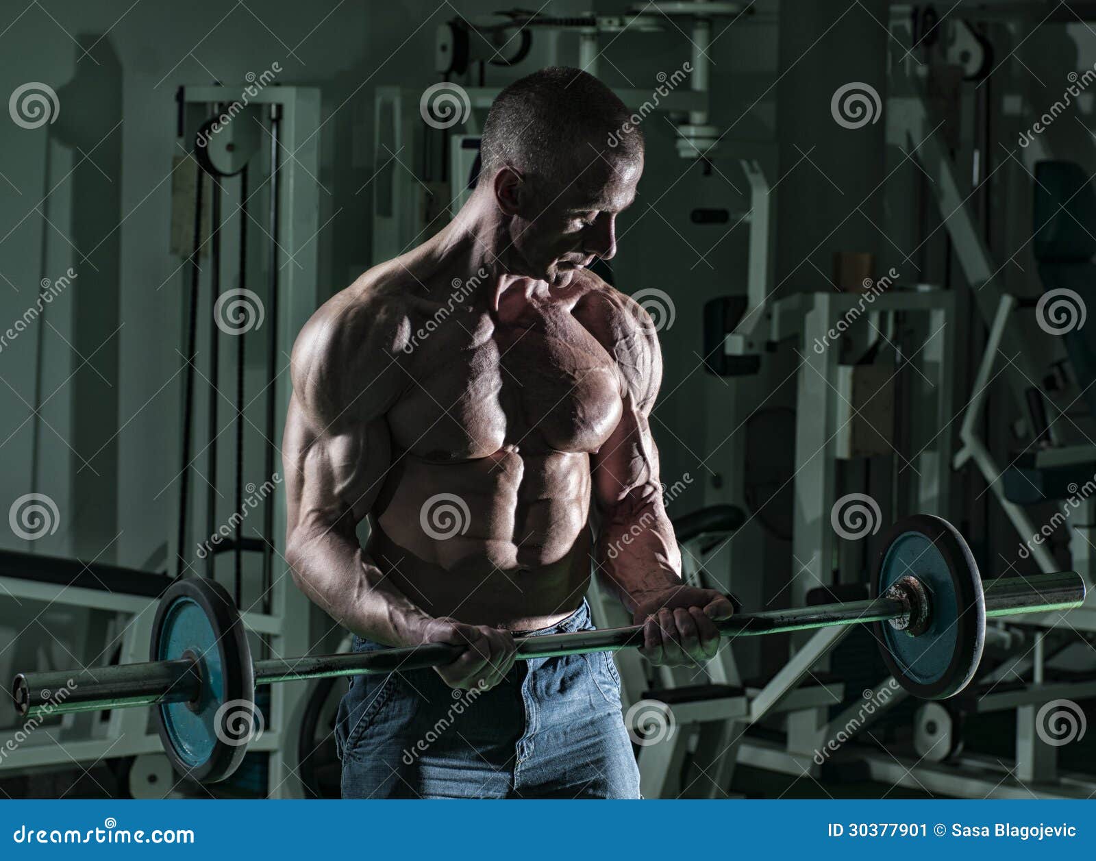 Muscular man training stock image. Image of male, pursuit - 30377901
