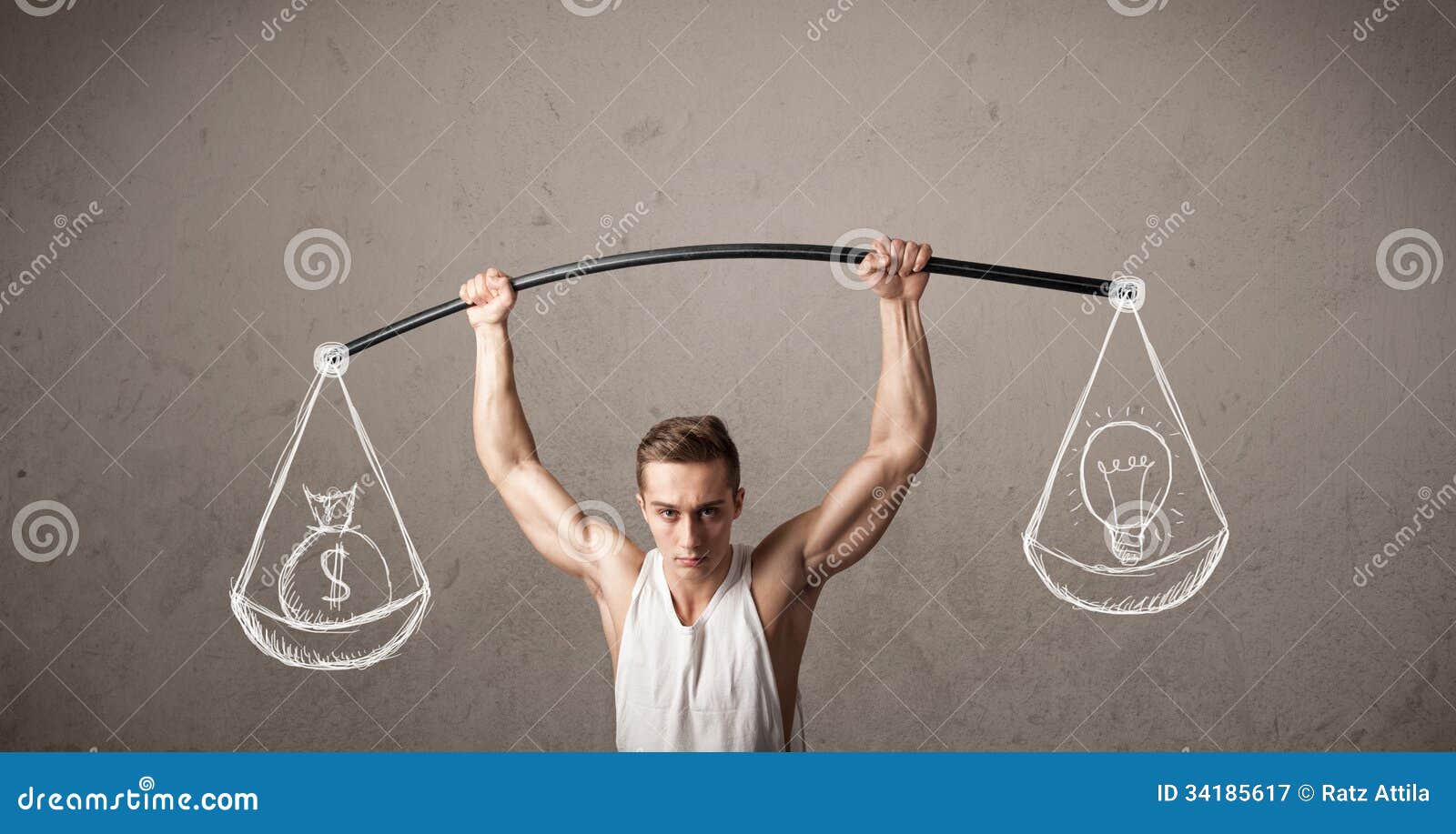 Muscular Man Trying To Get Balanced Stock Image - Image of banking ...