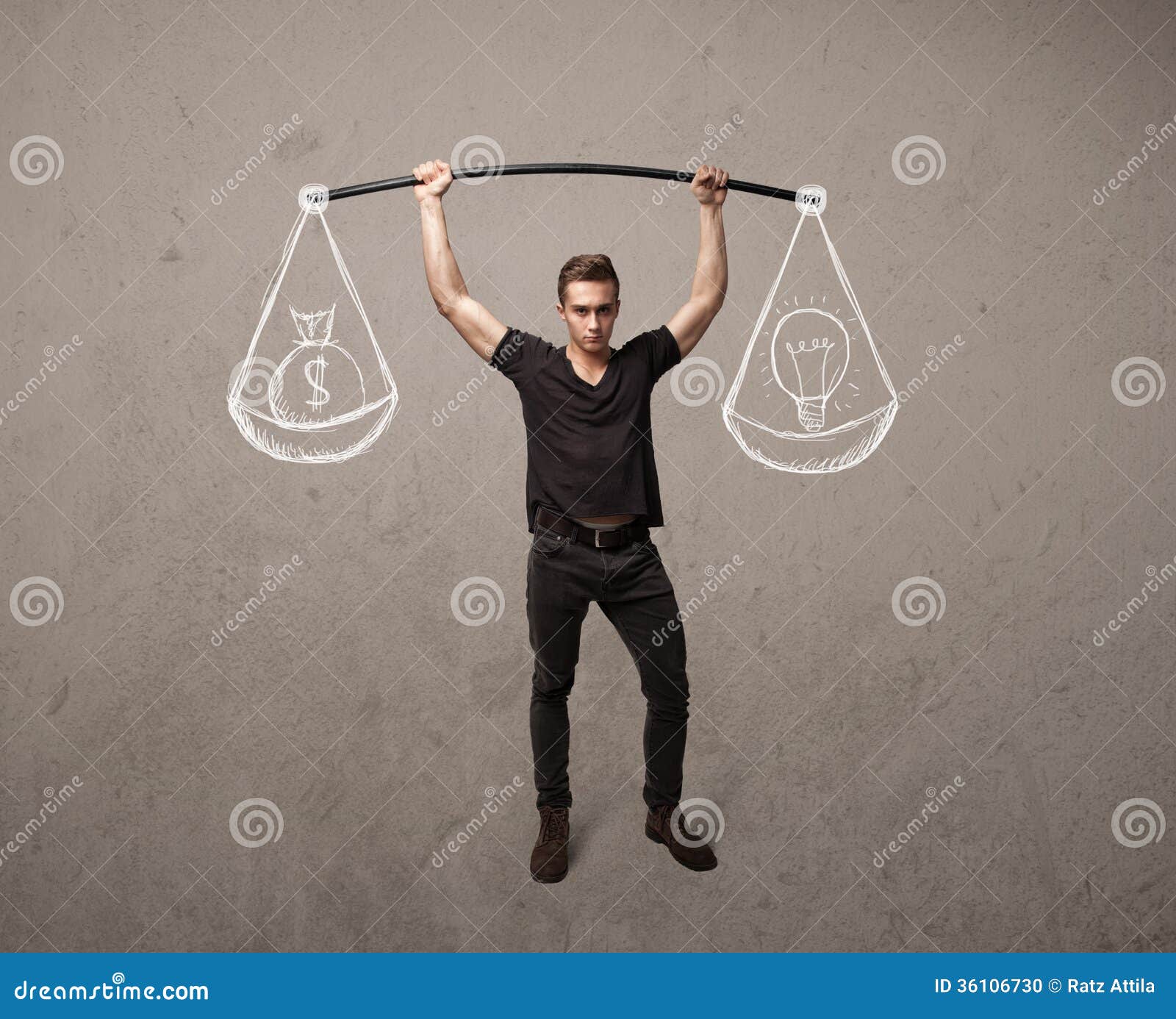 Muscular Man Trying To Get Balanced Stock Photo - Image of muscular ...
