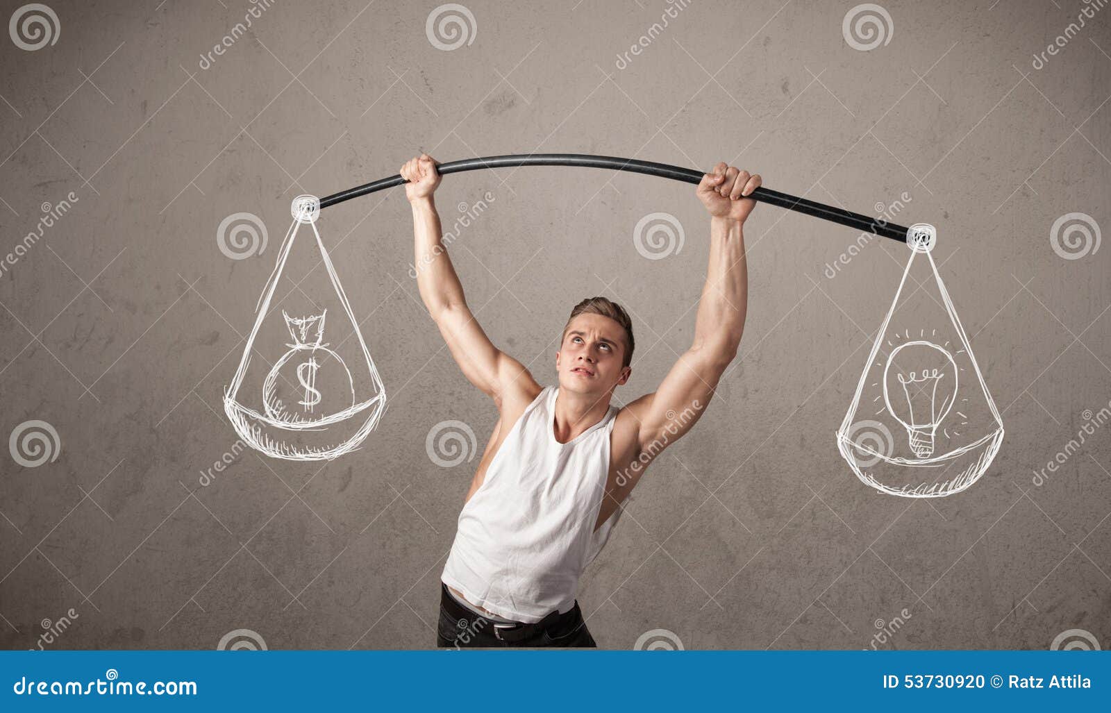 Muscular Man Trying To Get Balanced Stock Photo - Image of biceps, body ...