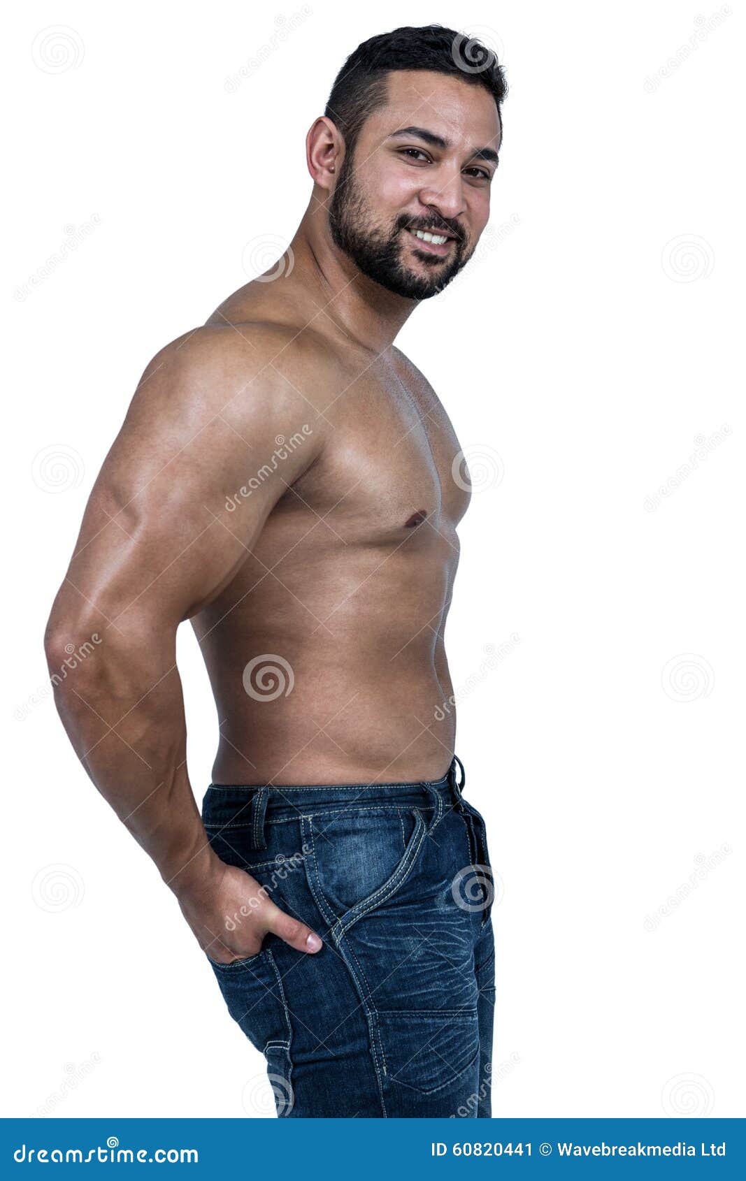 Muscular Man Wearing Blue Jeans Stock Image - Image of physique ...