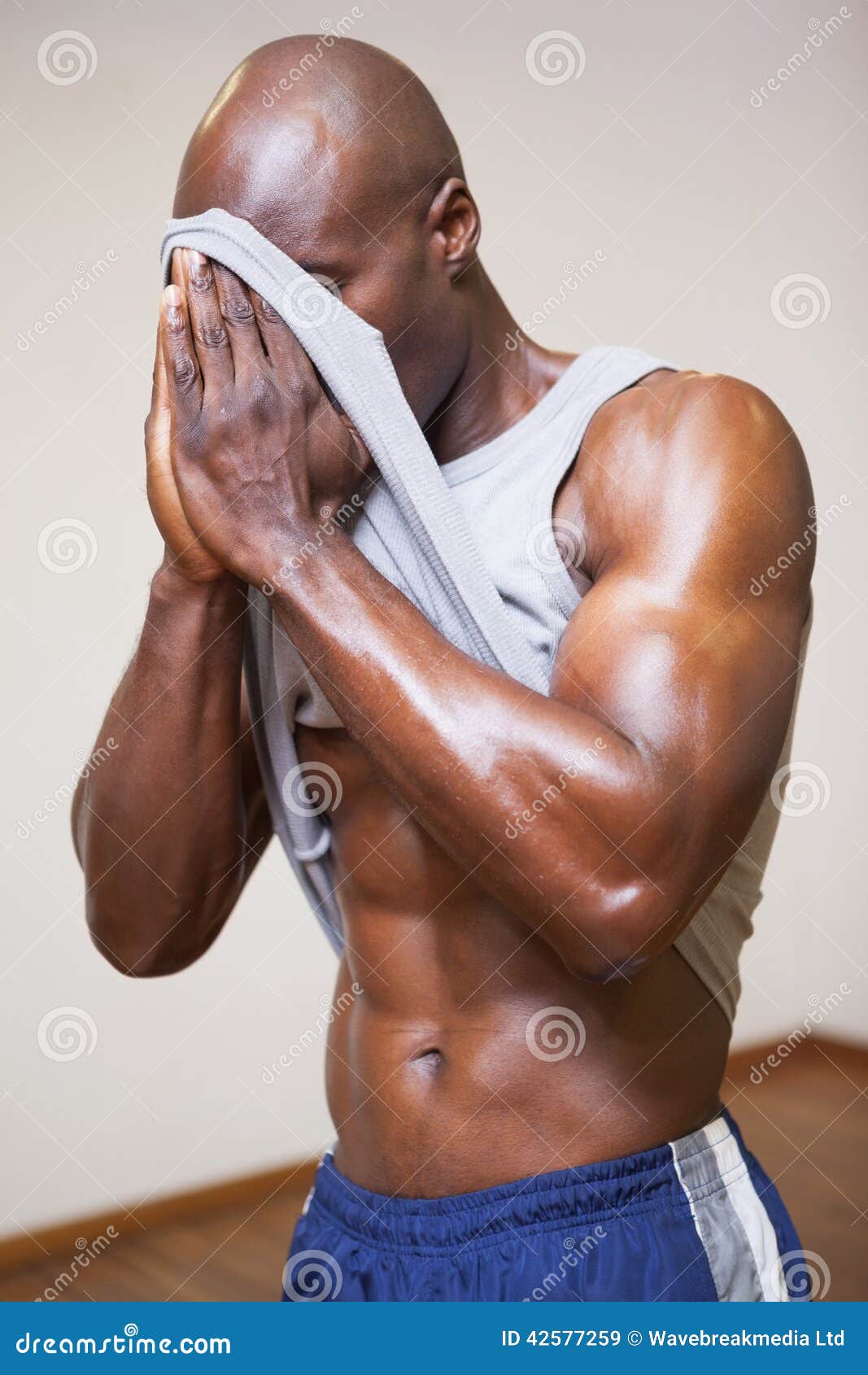 Muscular Man Wiping Sweat after Workout Stock Image - Image of view ...