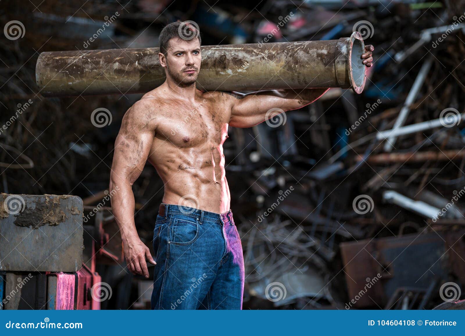 Muscular man at work stock photo. Image of handsome - 104604108