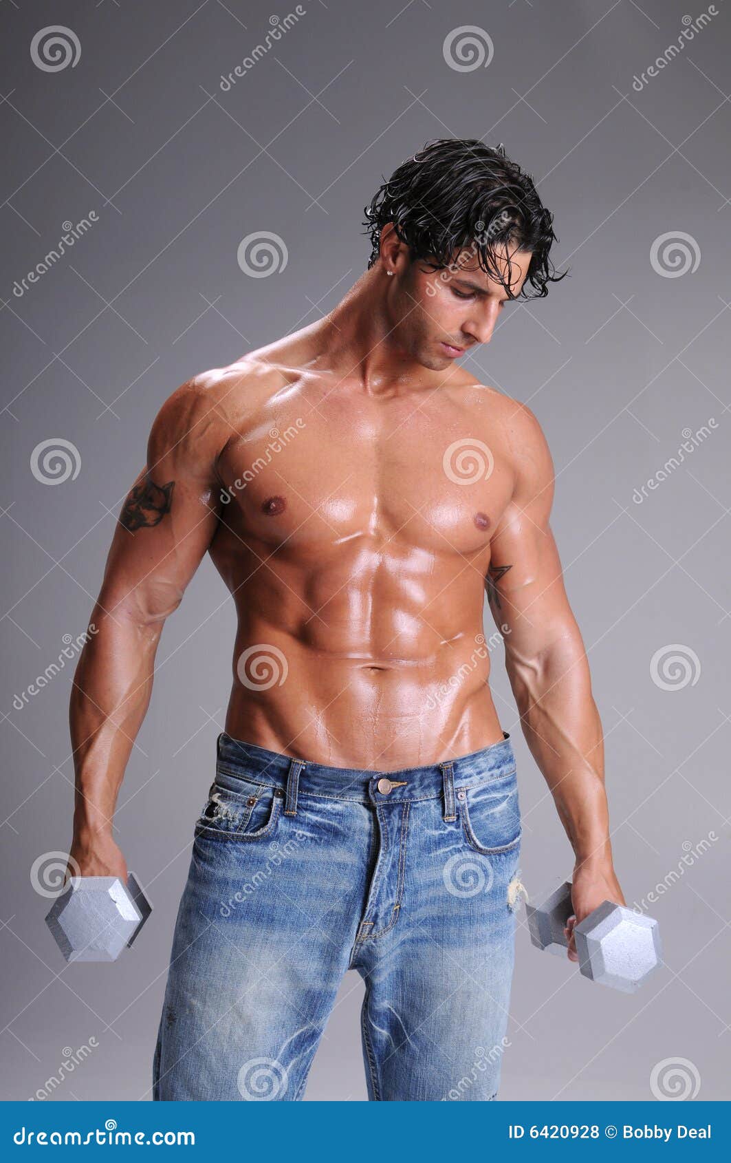 Muscular Man Workout stock photo. Image of brunette, hair - 6420928